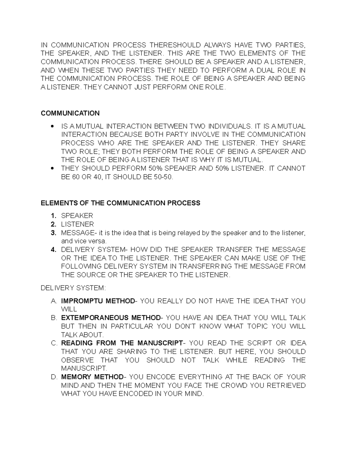 WEEK 1 - Lecture notes - IN COMMUNICATION PROCESS THERESHOULD ALWAYS ...