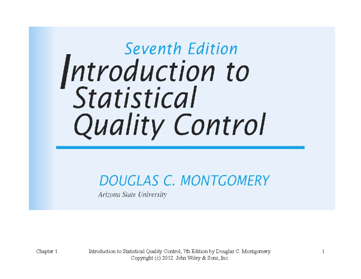 NOTES OF FIRST CALSS - Chapter 1 Introduction to Statistical Quality ...