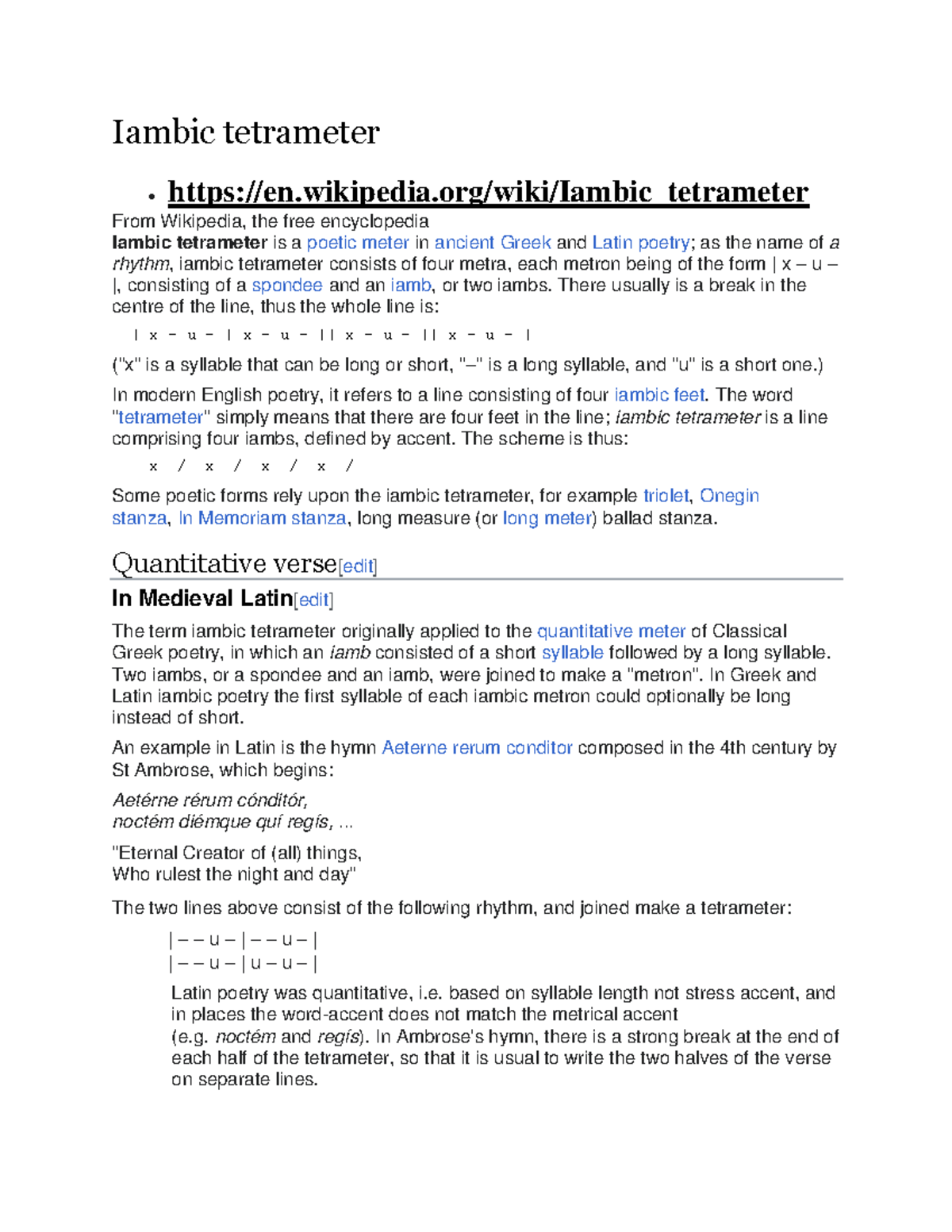 Iambic tetrameter - This is not accurate. I am just putting these ...