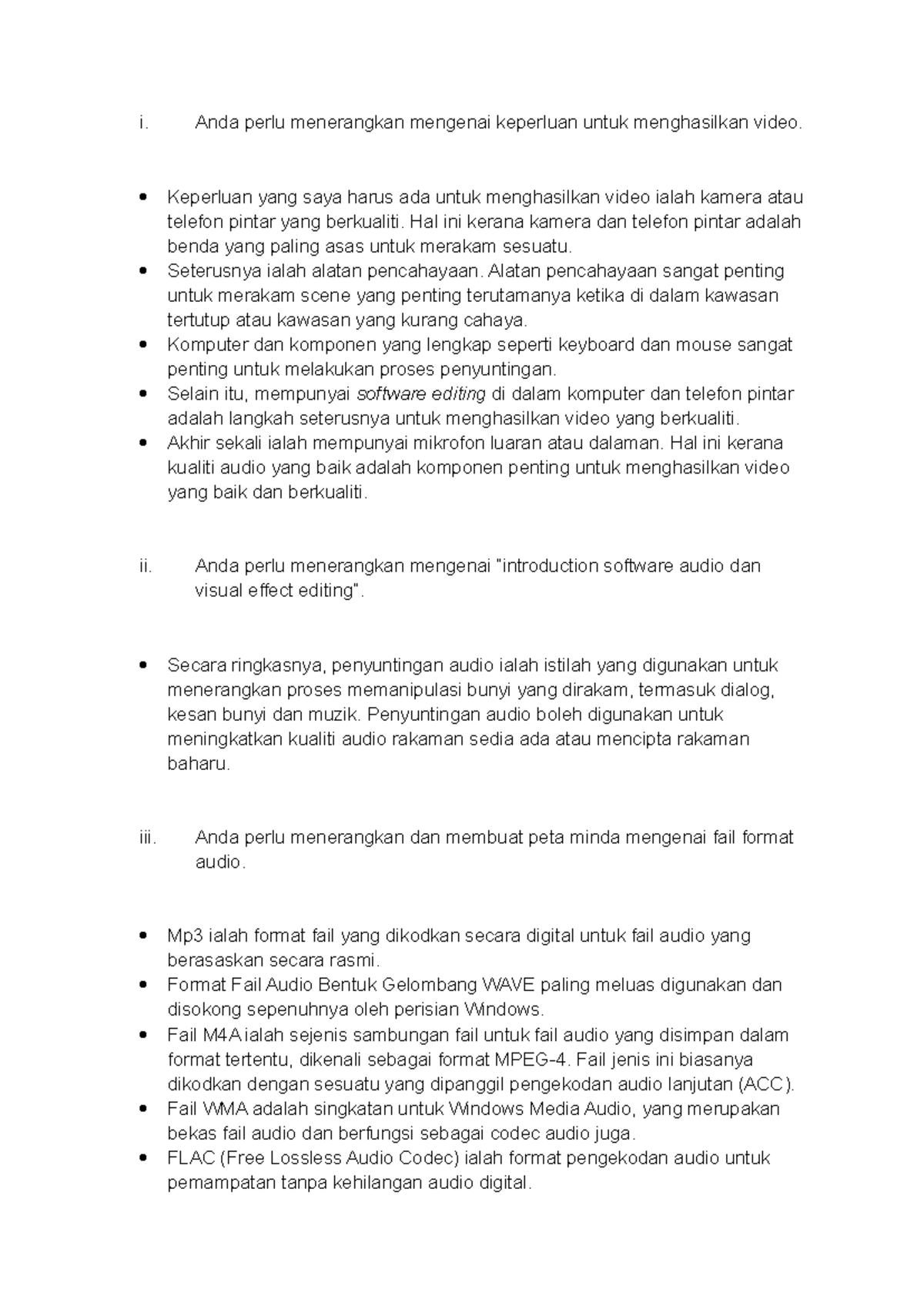 Audio dan Visual Effect - i. Anda perlu menerangkan mengenai keperluan ...