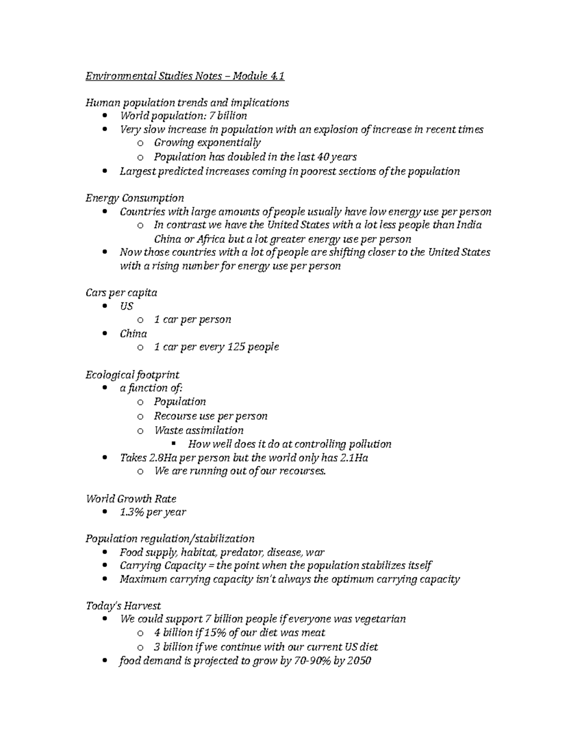 Environmental Studies Notes – Module 4.1 - Environmental Studies Notes ...