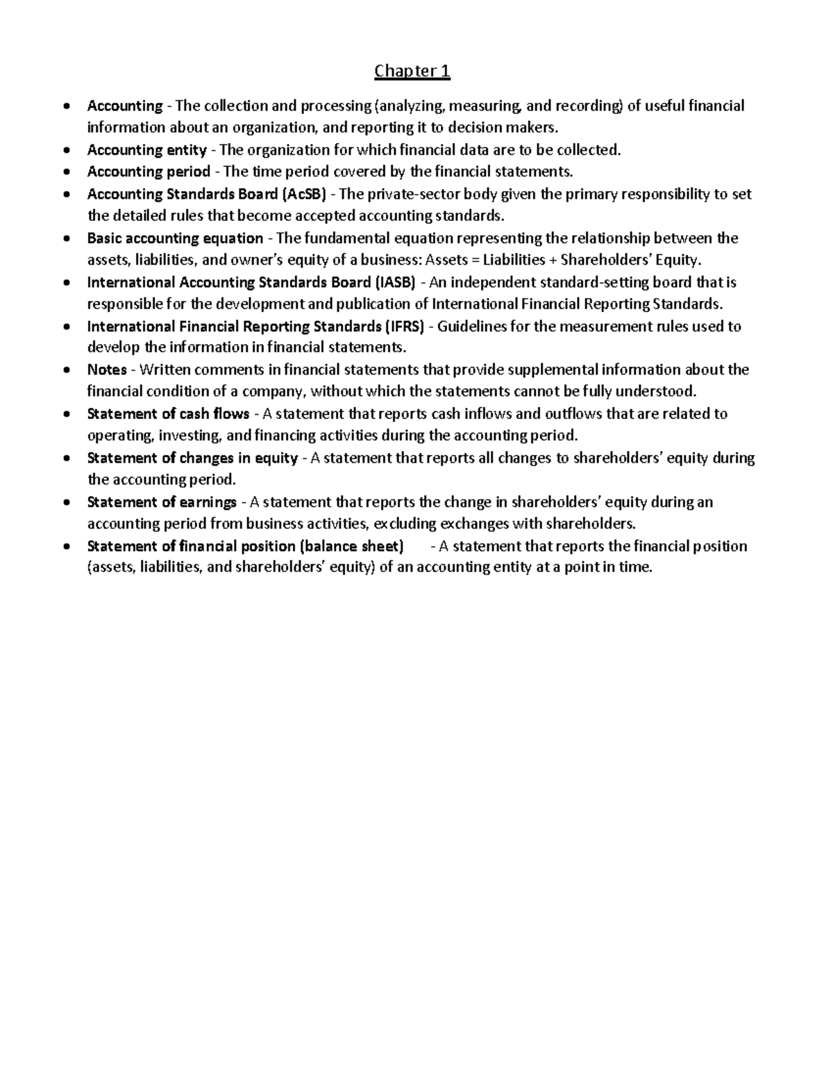 Chapter 1 - Chapter 1 Accounting - The collection and processing ...