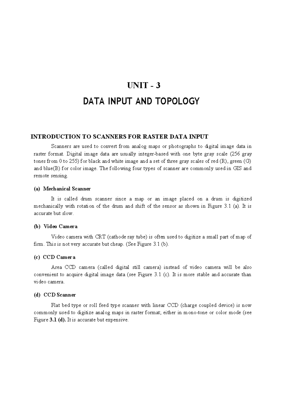 Unit 3 - GIS - Gis unit 3 notes - UNIT - 3 DATA INPUT AND TOPOLOGY ...