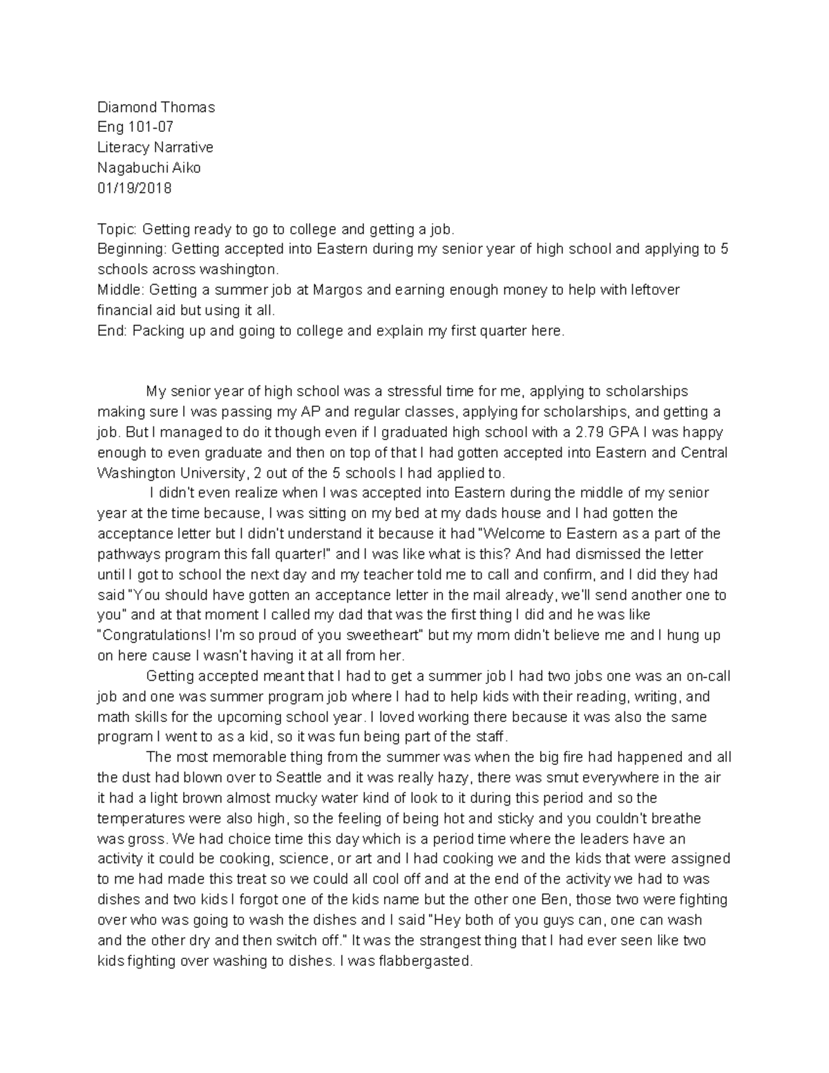 Literacy Narrative Nagabuchi Aiko - Diamond Thomas Eng 101- Literacy Narrative Nagabuchi Aiko 01 ...