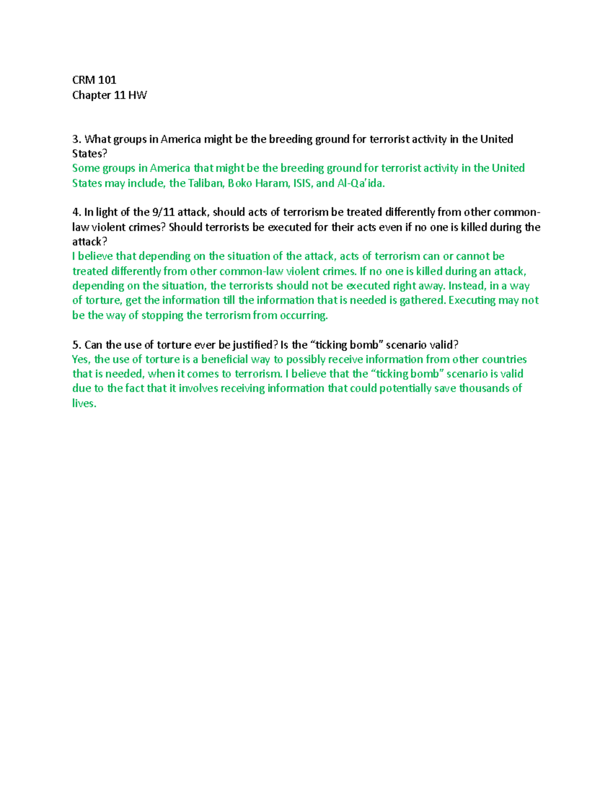 Chap 11 HW - chapter 11 homework - CRM 101 Chapter 11 HW What groups in ...