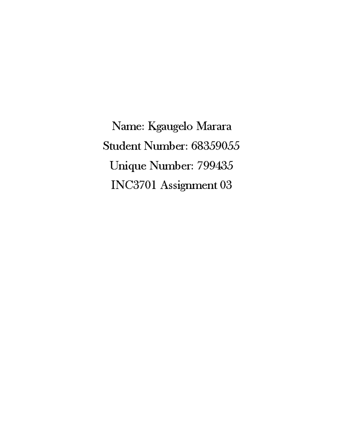 Marara - Do not copy everything that is here - Name: Kgaugelo Marara ...