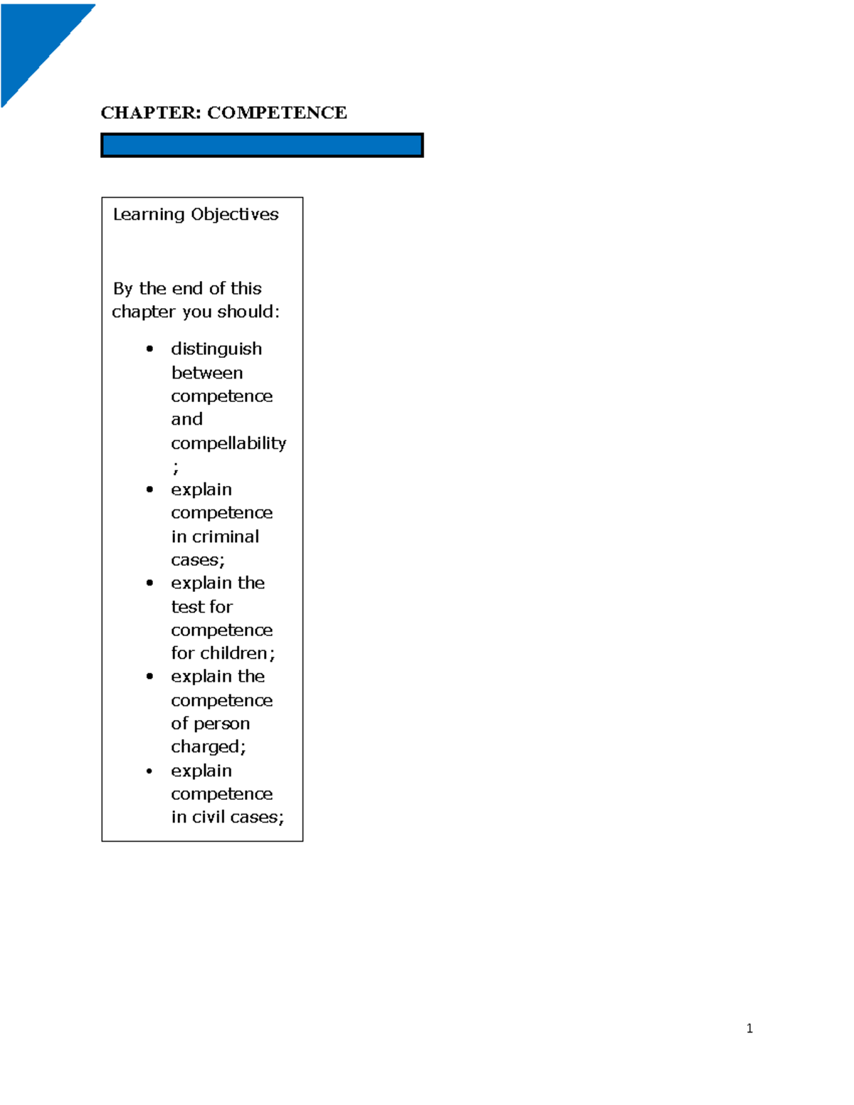Evidence notes Law 294 Chapter 4 Witnesses Competence - CHAPTER ...