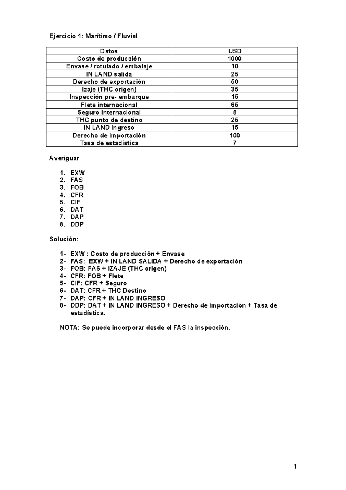 Ejercicio CON Resoluci-N Iniciales - Ejercicio 1: Marítimo / Fluvial ...