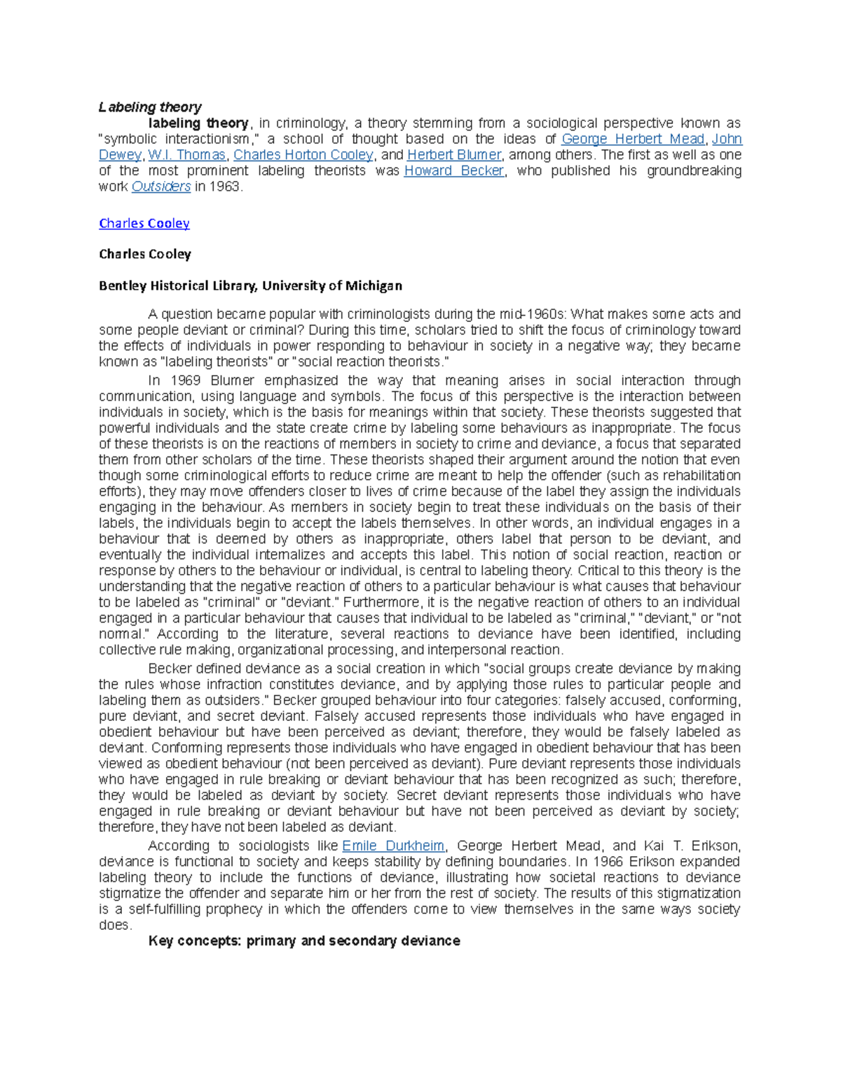 Notes in Theories - Labeling theory labeling theory, in criminology, a ...