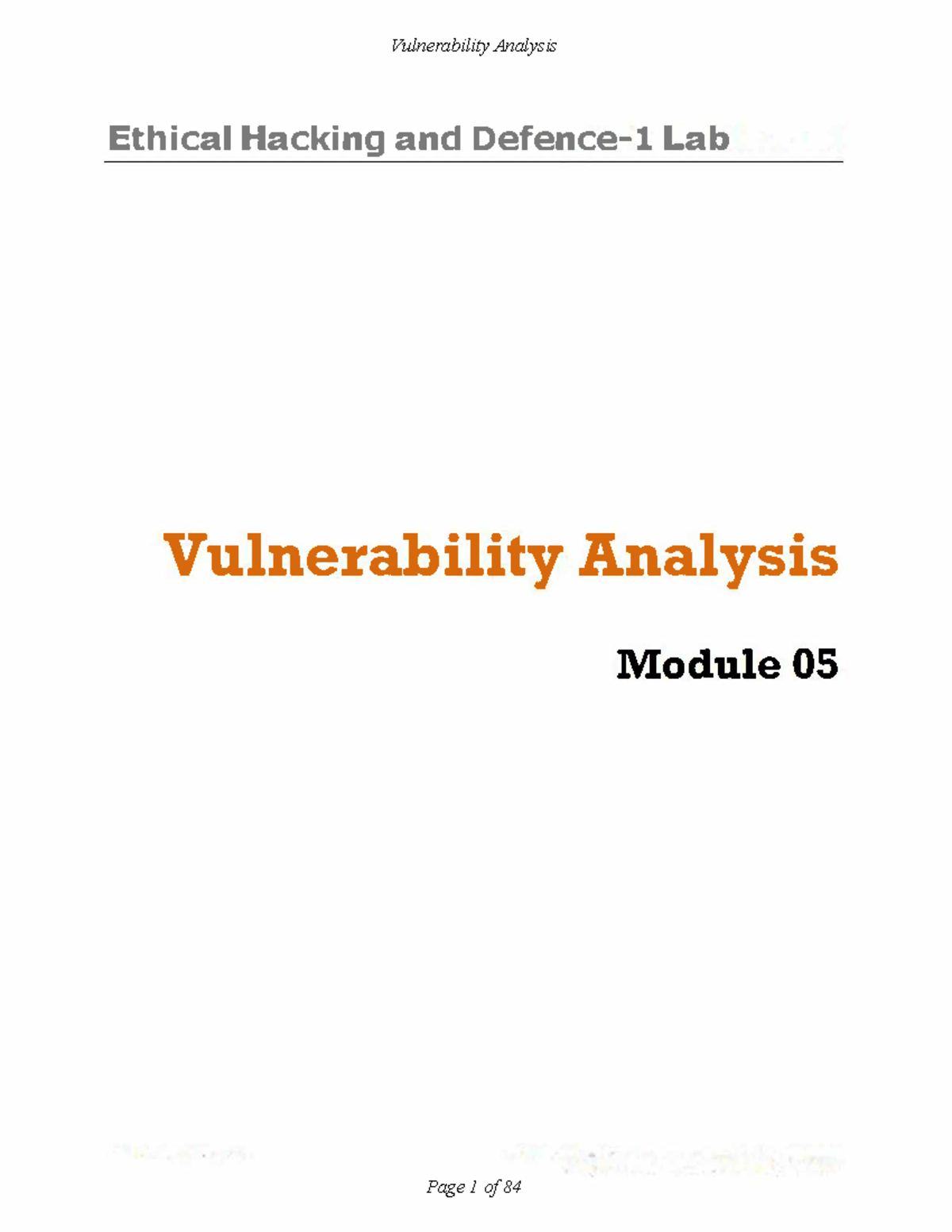 Vulnerability Analysis ethical Hacking lab - Ethical Hacking and ...
