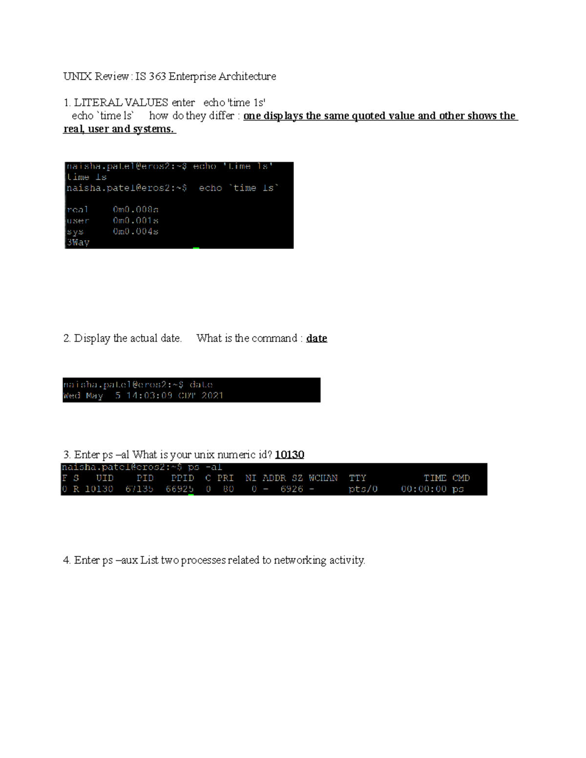 Unixreview assignment - UNIX Review: IS 363 Enterprise Architecture ...
