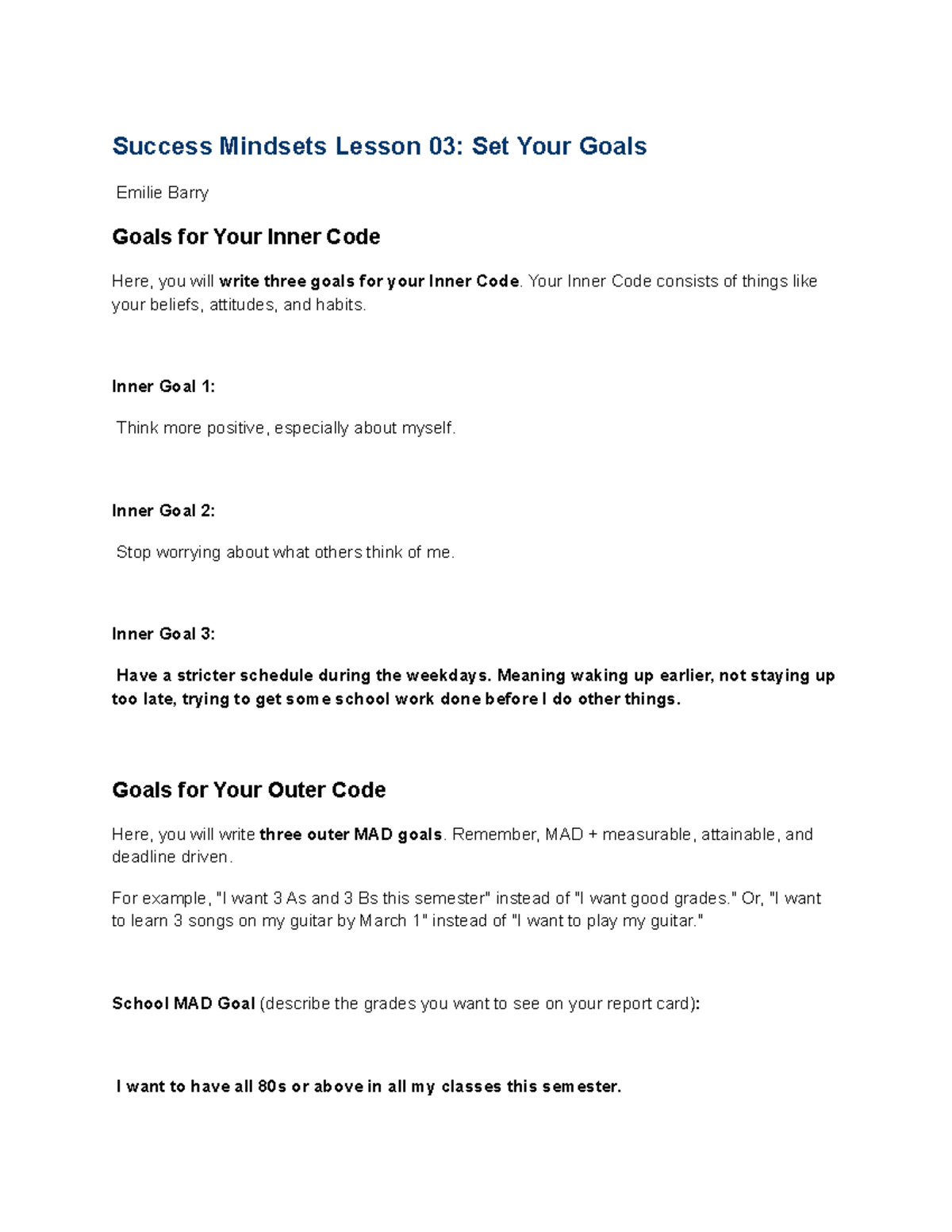 01.03 Set Your Goals - ssss - Success Mindsets Lesson 03: Set Your ...