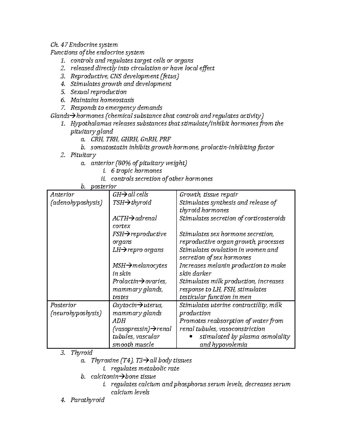 Endocrine assessment - Lecture notes Ch 47, 49 - Ch. 47 Endocrine ...