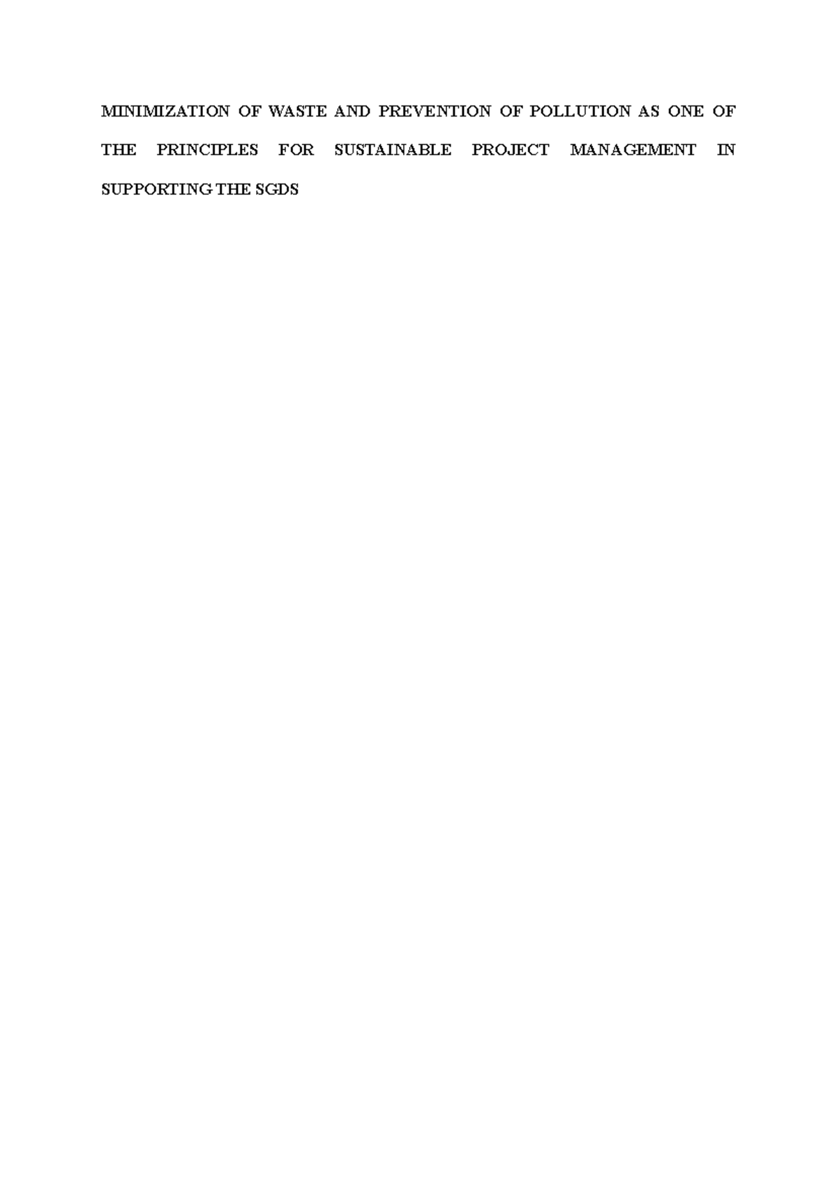 SDPP Draft - MINIMIZATION OF WASTE AND PREVENTION OF POLLUTION AS ONE ...