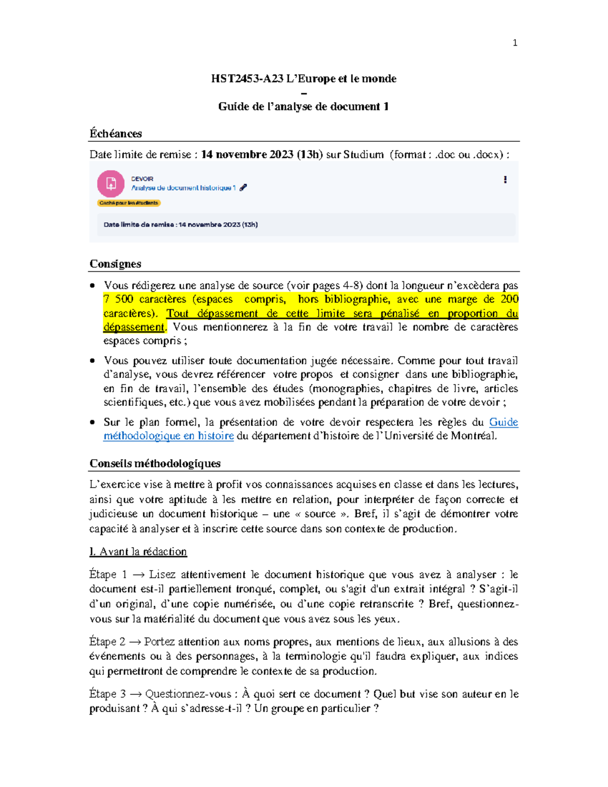 Guide analyse de document 1 - HST2453-A23 L’Europe et le monde – Guide ...