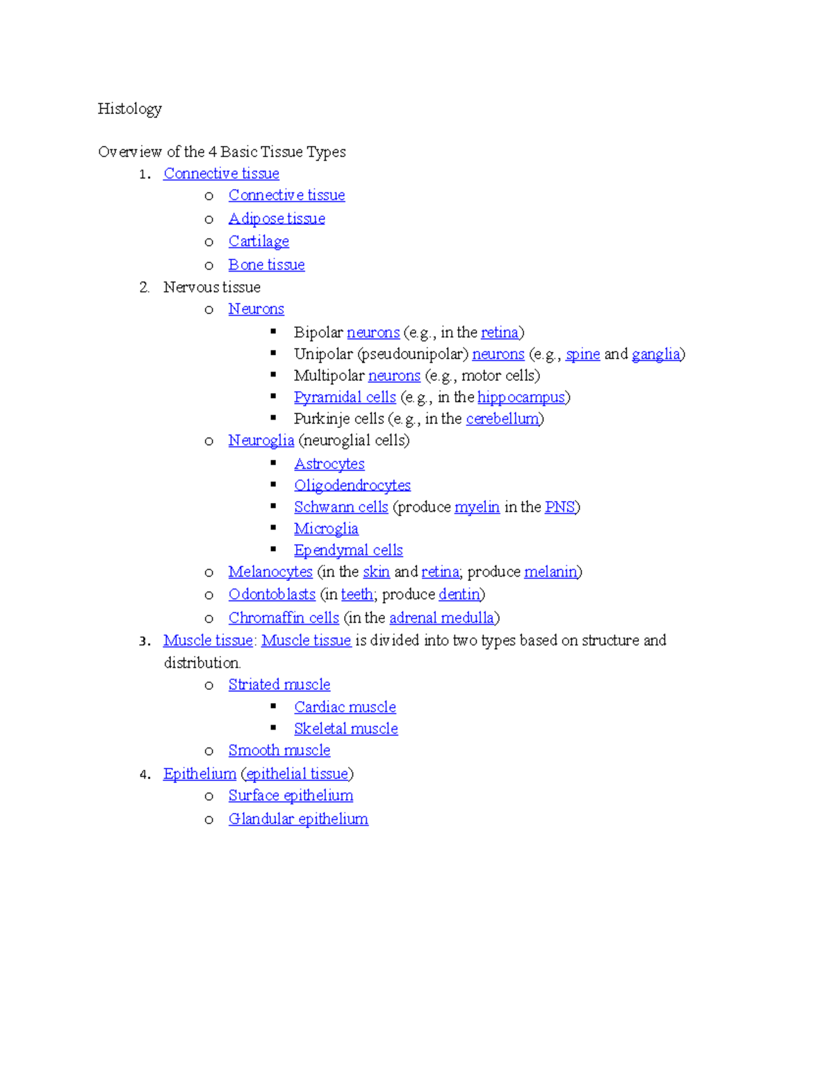 Epithelium - Histology Overview of the 4 Basic Tissue Types 1 ...