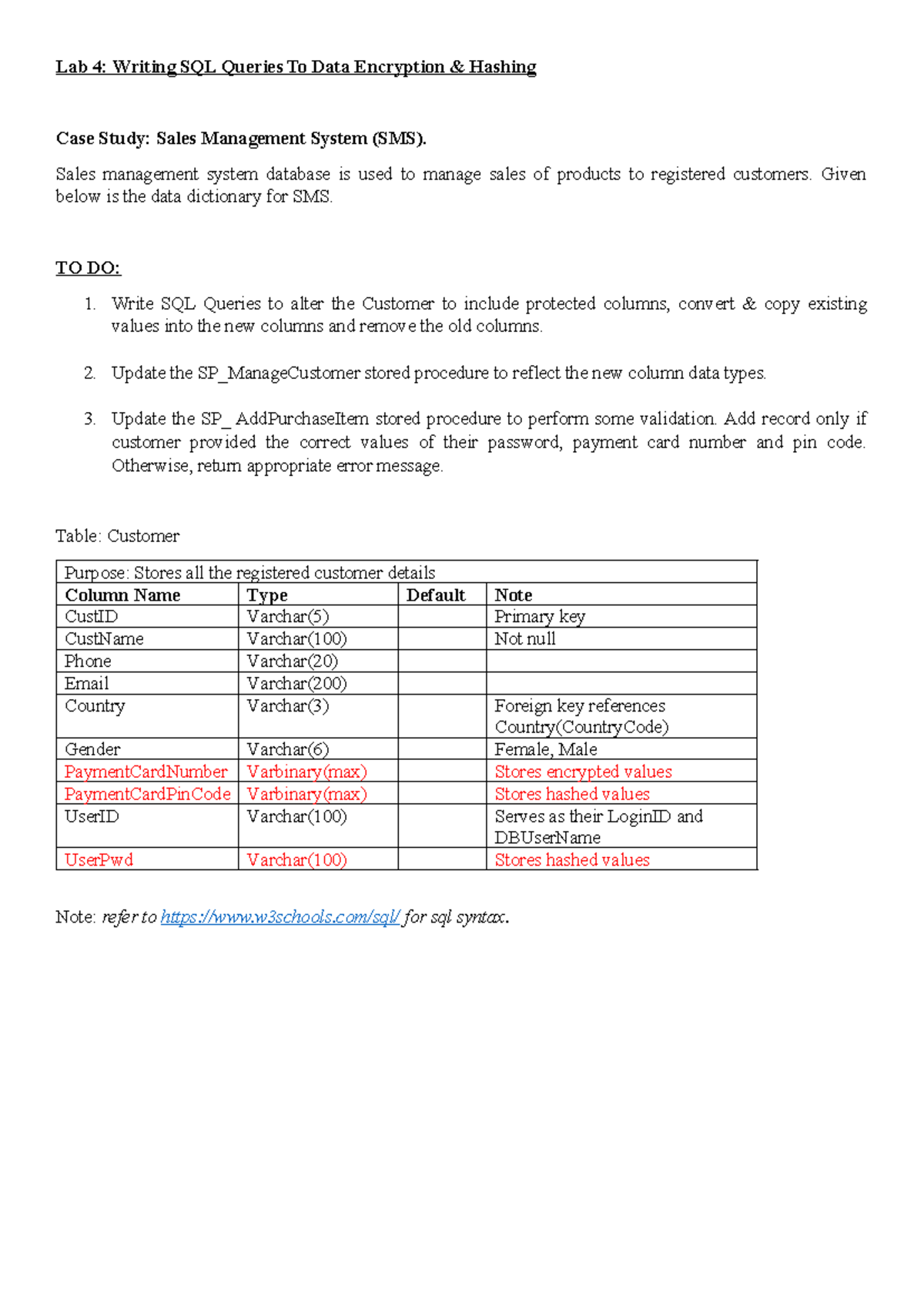 DBS Lab 4 - Data Obfuscation - Lab 4: Writing SQL Queries To Data Encryption & Hashing Case ...