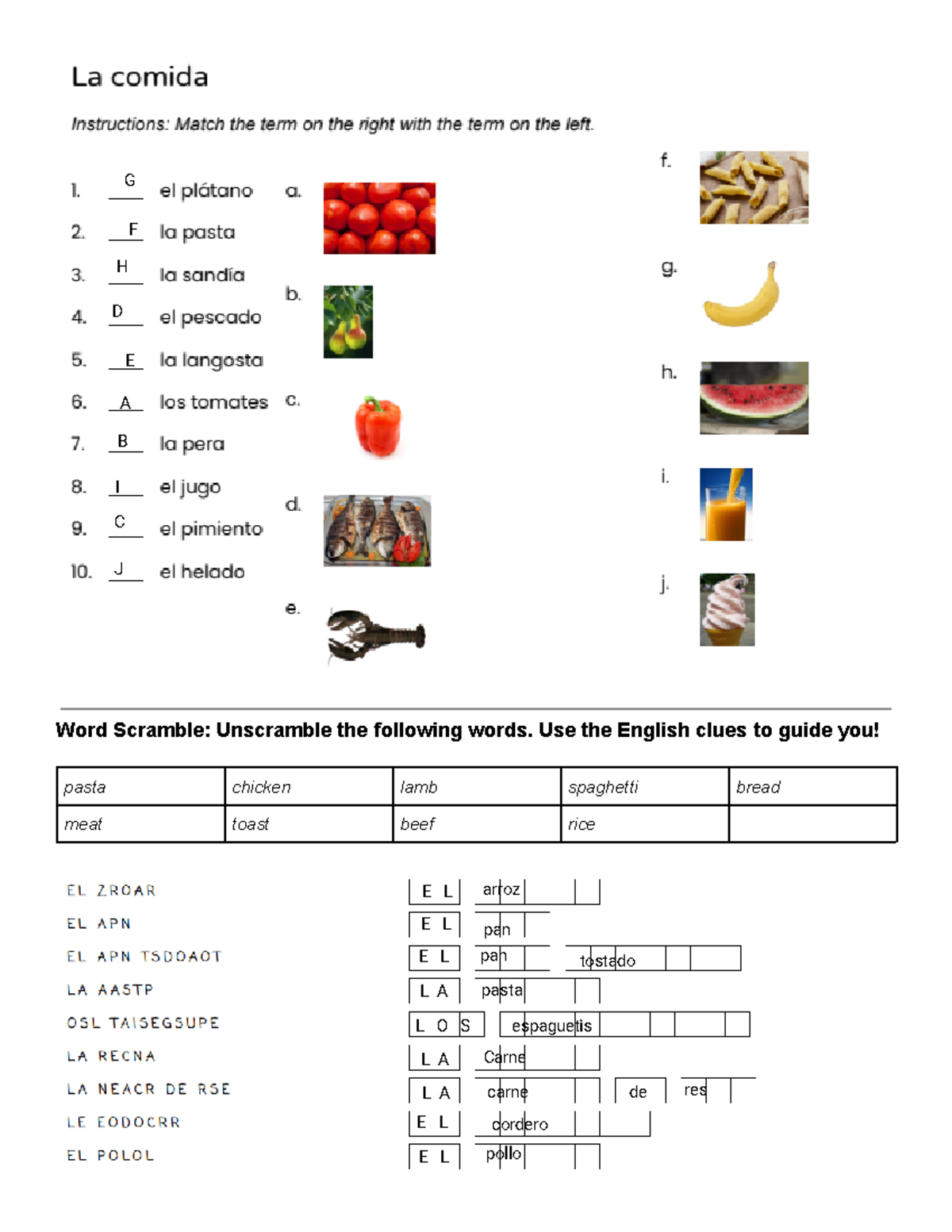 Kami Export - Kenneth Ortiz De La Cruz - Food review - Word Scramble ...
