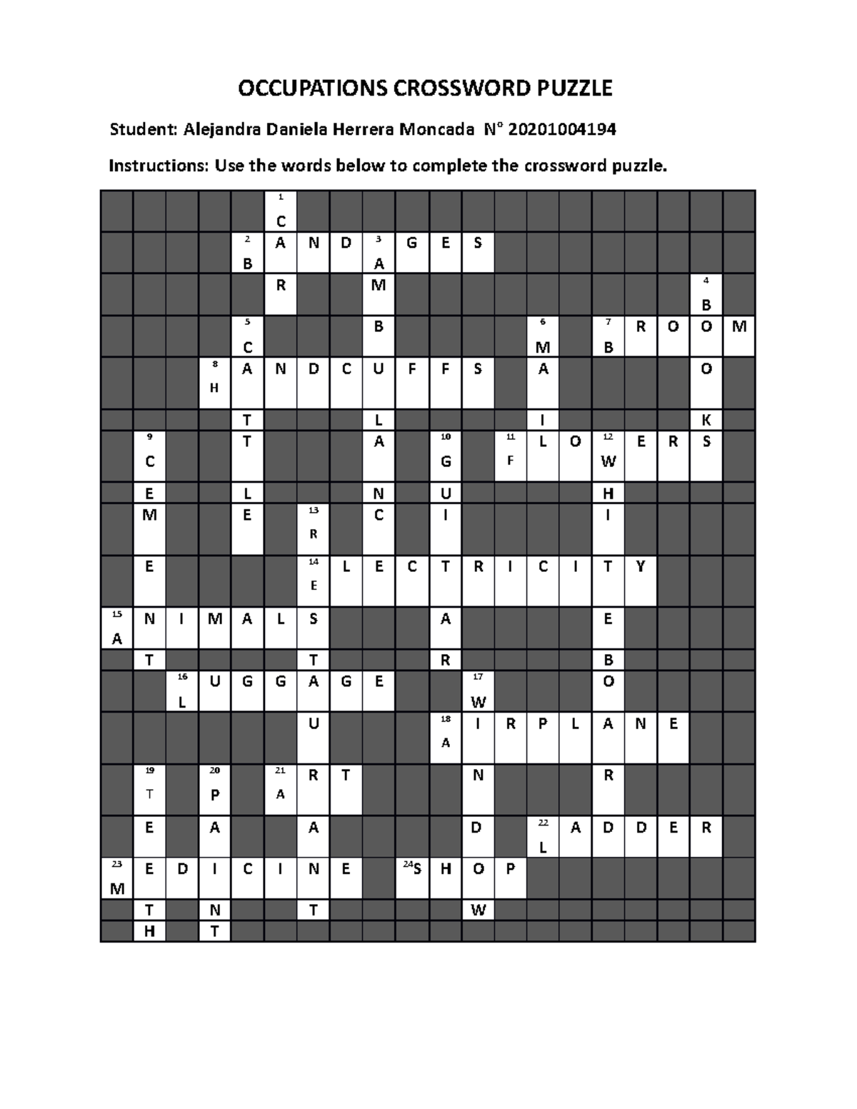 Herrera Alejandra Occupations Crossword Puzzle - OCCUPATIONS CROSSWORD ...