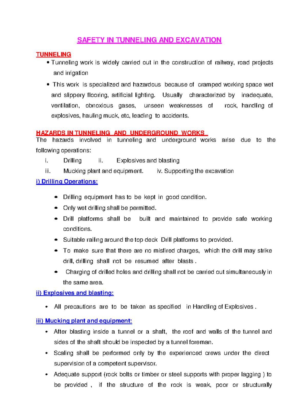 Safety in Tunnel and Excavation - SAFETY IN TUNNELING AND EXCAVATION ...