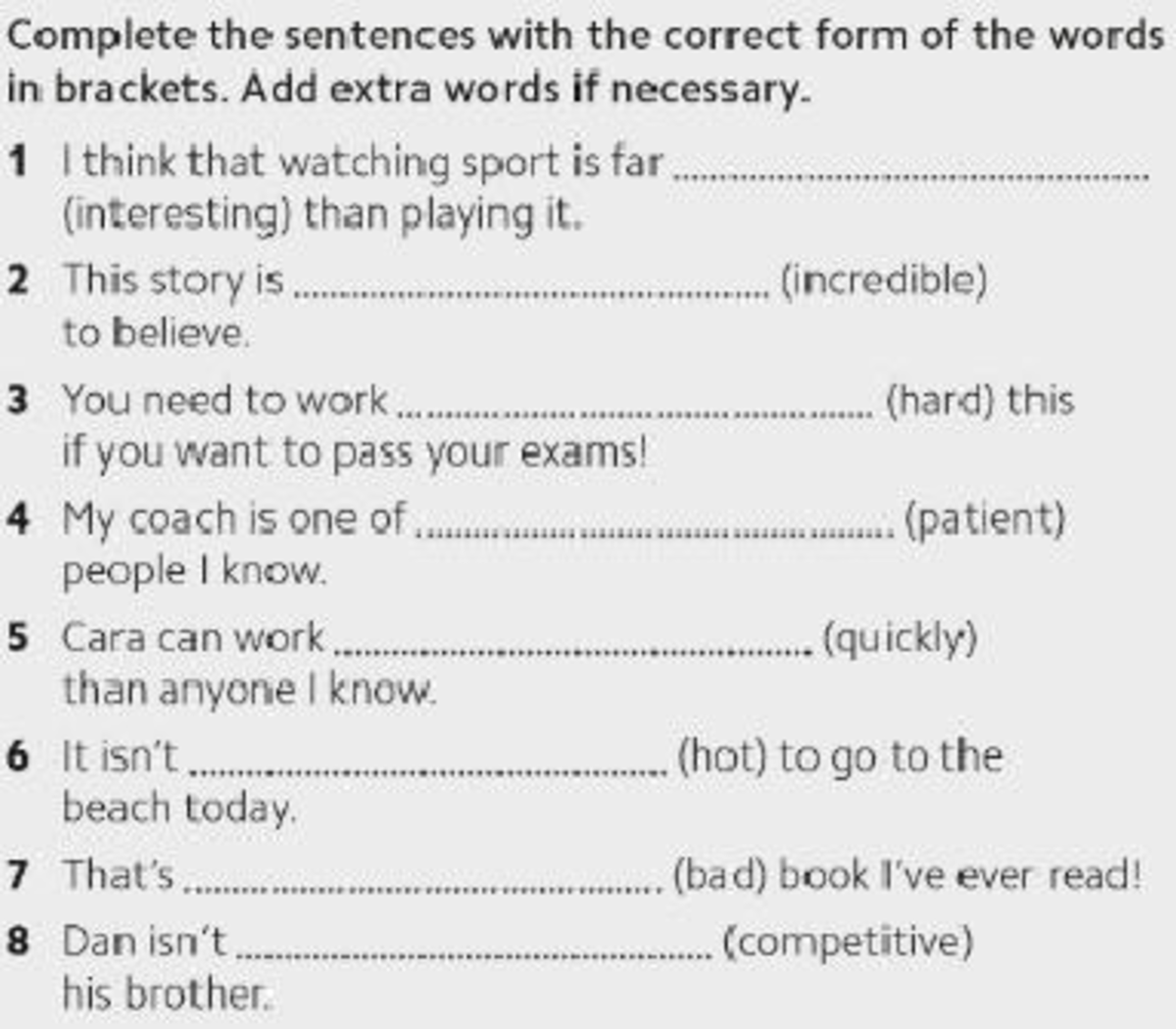 08 - The portrait of dorian gray - Complete the sentences with the ...