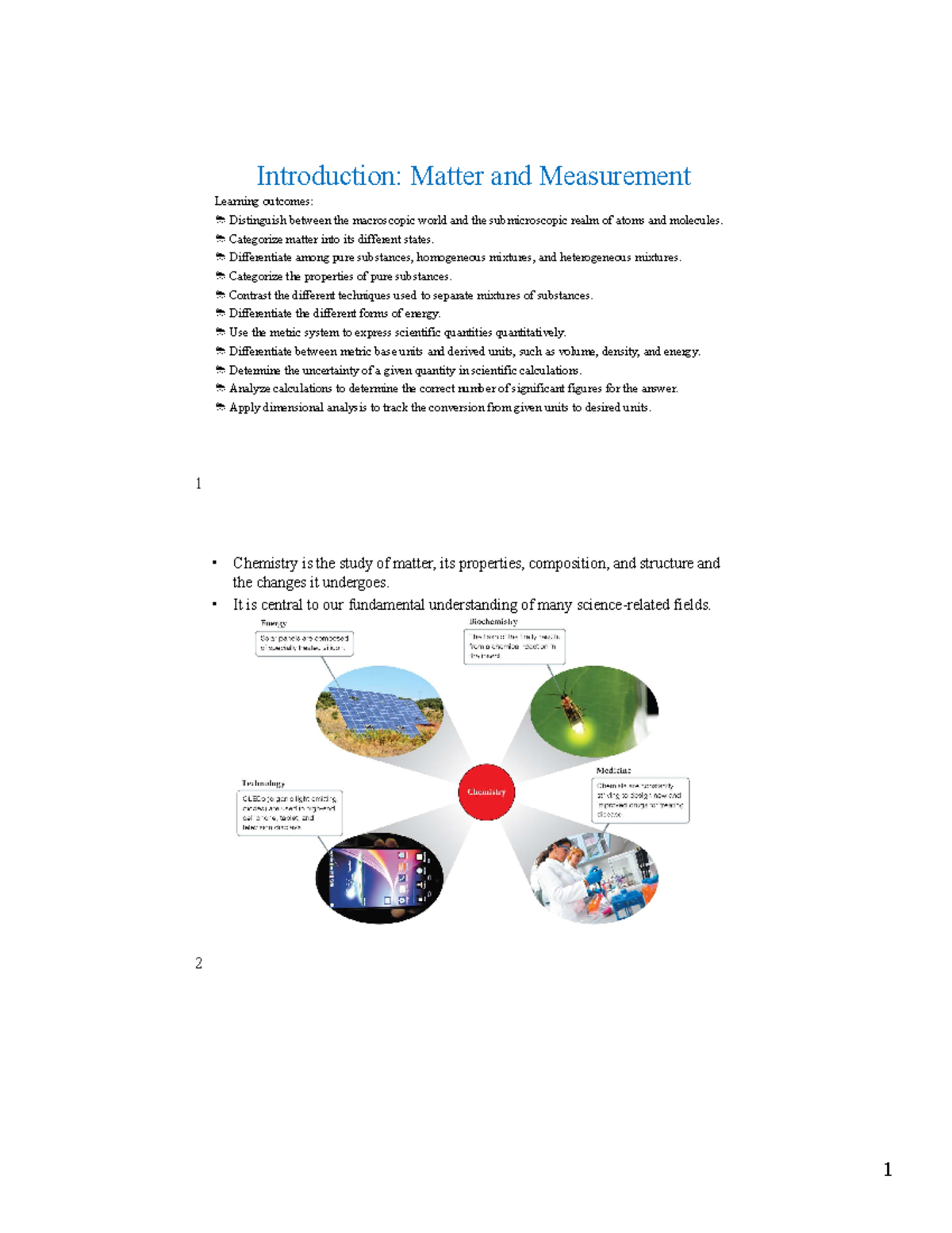 General Chem Notes 2 - Introduction: Matter and Measurement Learning ...