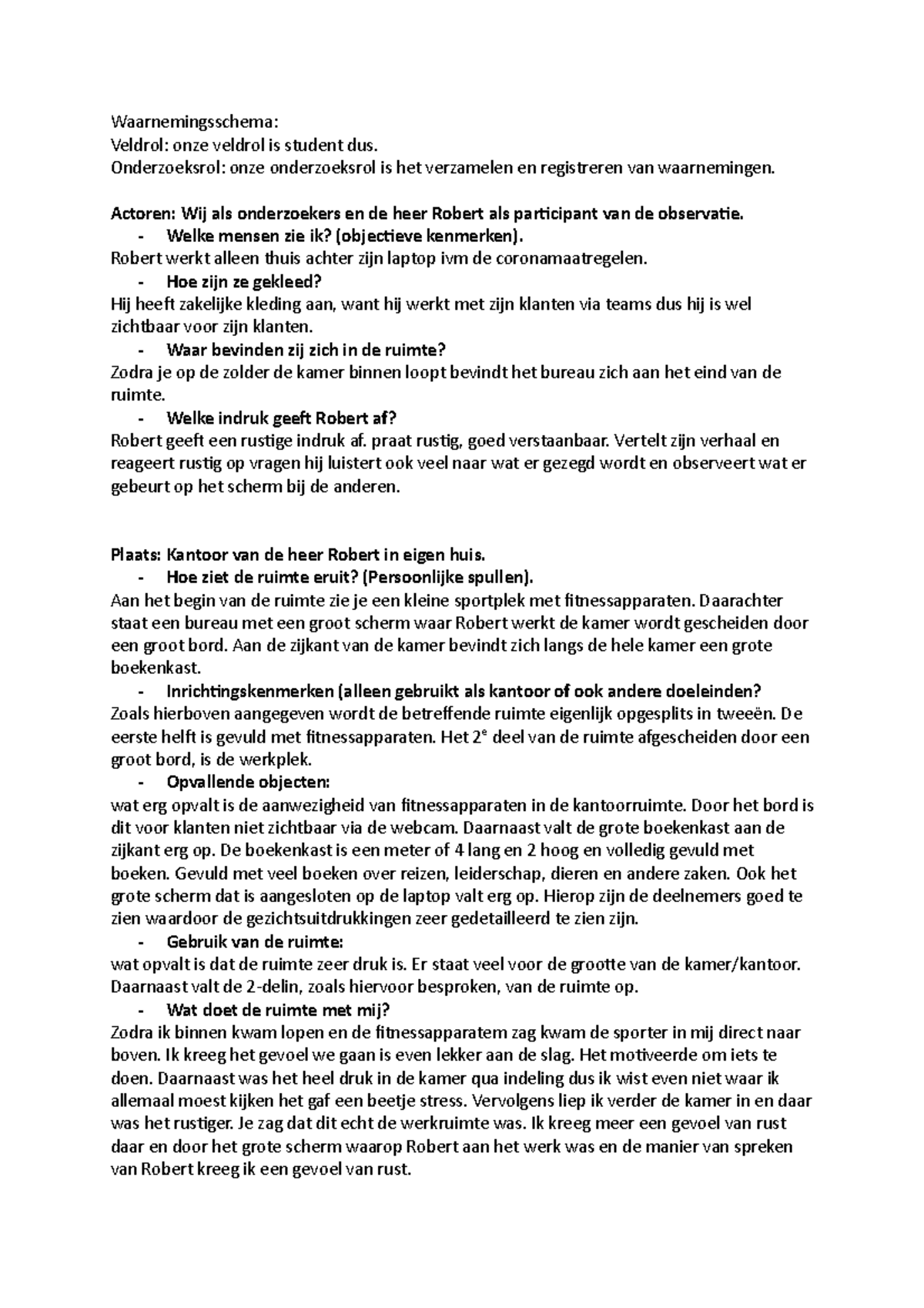 Waarnemingsschema - aantekening waarneming les - Waarnemingsschema ...