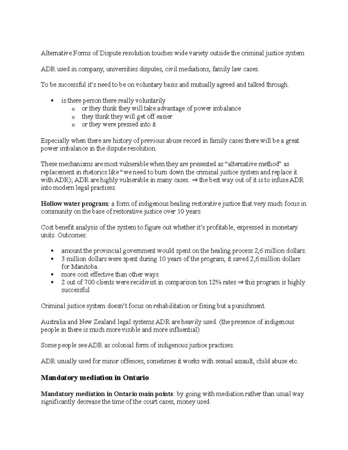 Alternative Forms of Dispute Resolution: A Comprehensive Overview - Studocu