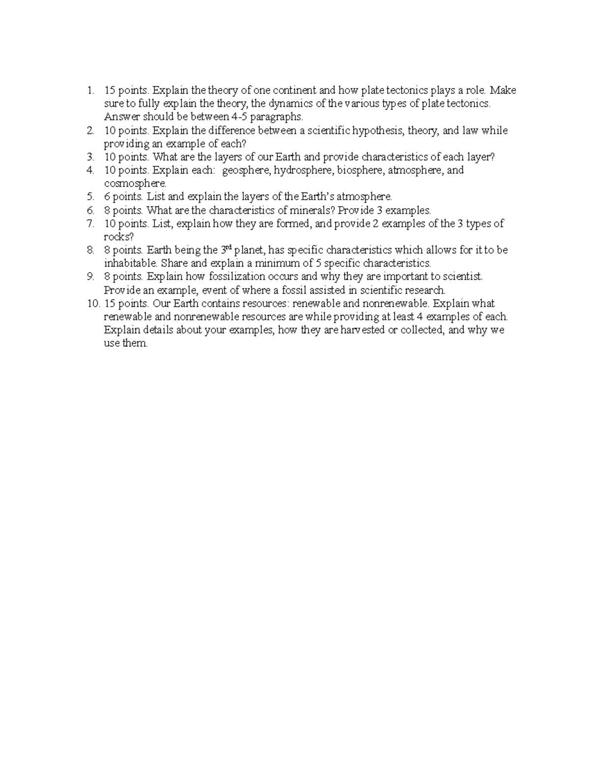 CMIT 369 Final Exam w/Answers - 15 points. Explain the theory of one continent and how plate ...
