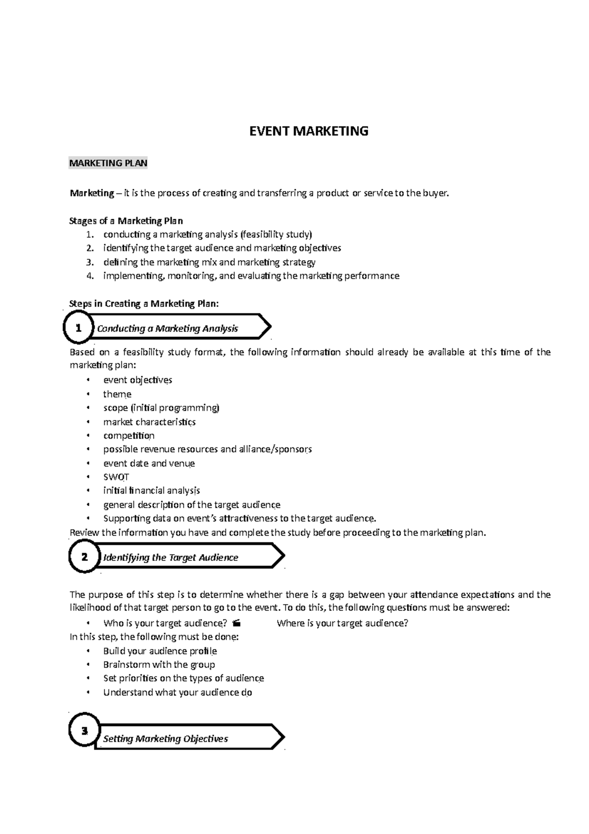 Event Marketing - EVENT MARKETING MARKETING PLAN Marketing – it is the ...