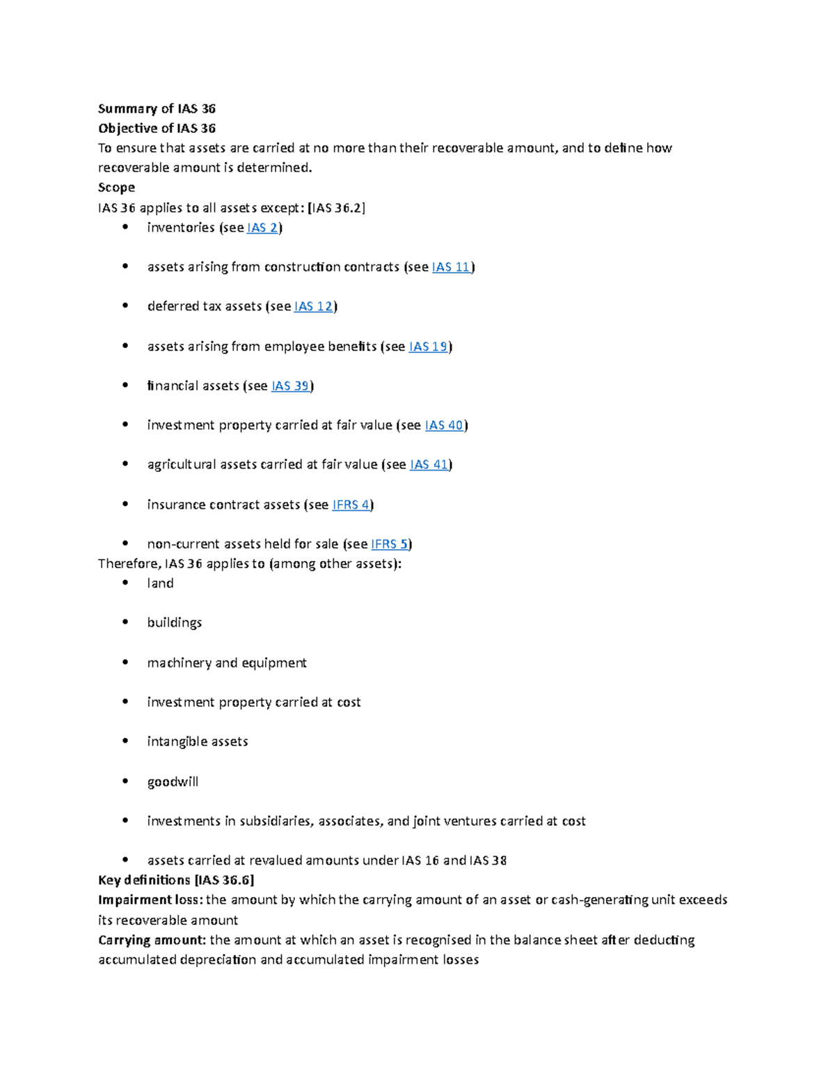 IAS 36 Impairment Mrjsjf Summary Of IAS 36 Objective Of IAS 36 To