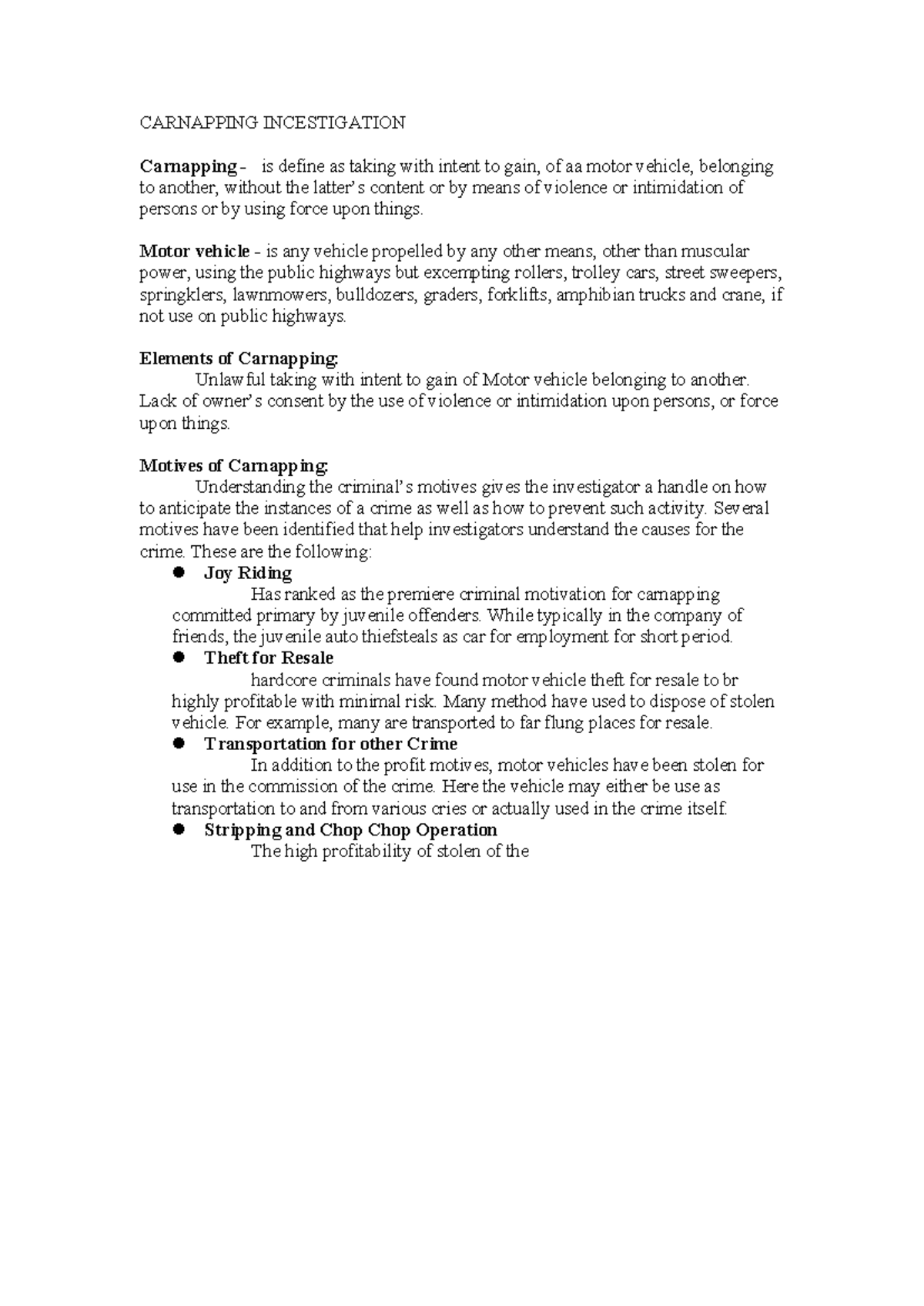 Ilide - fxyyhmjxtkym - CARNAPPING INCESTIGATION Carnapping - is define ...