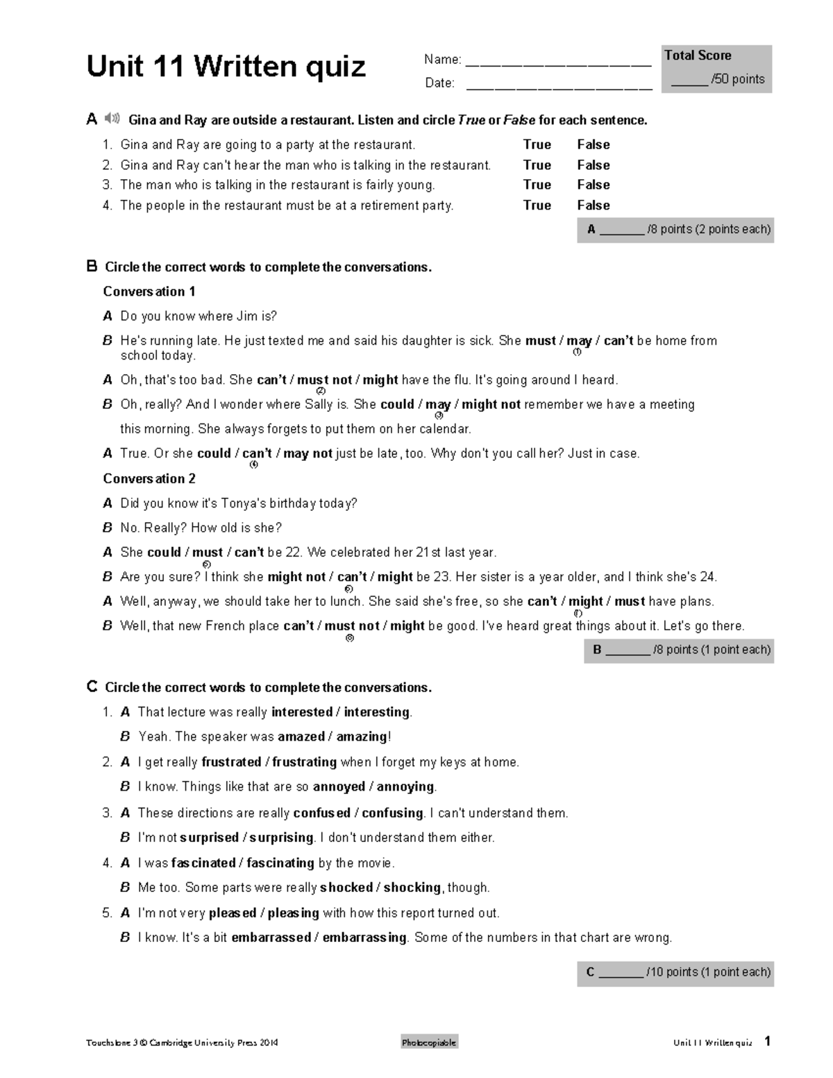 TS U11 WQ [www.languagecentre.ir] - Touchstone 3 © Cambridge University ...