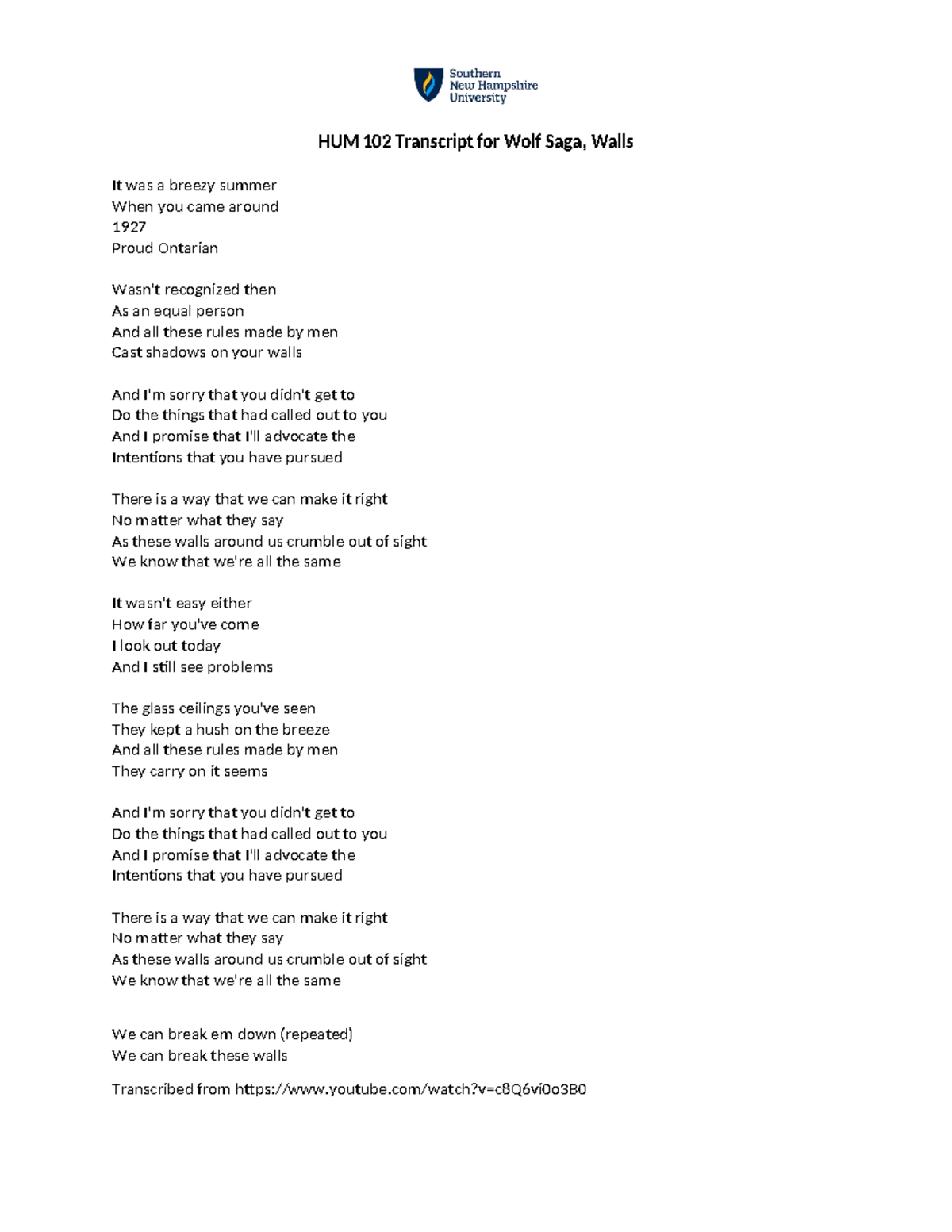 HUM 102 Transcript for Wolf Saga, Walls - Studocu