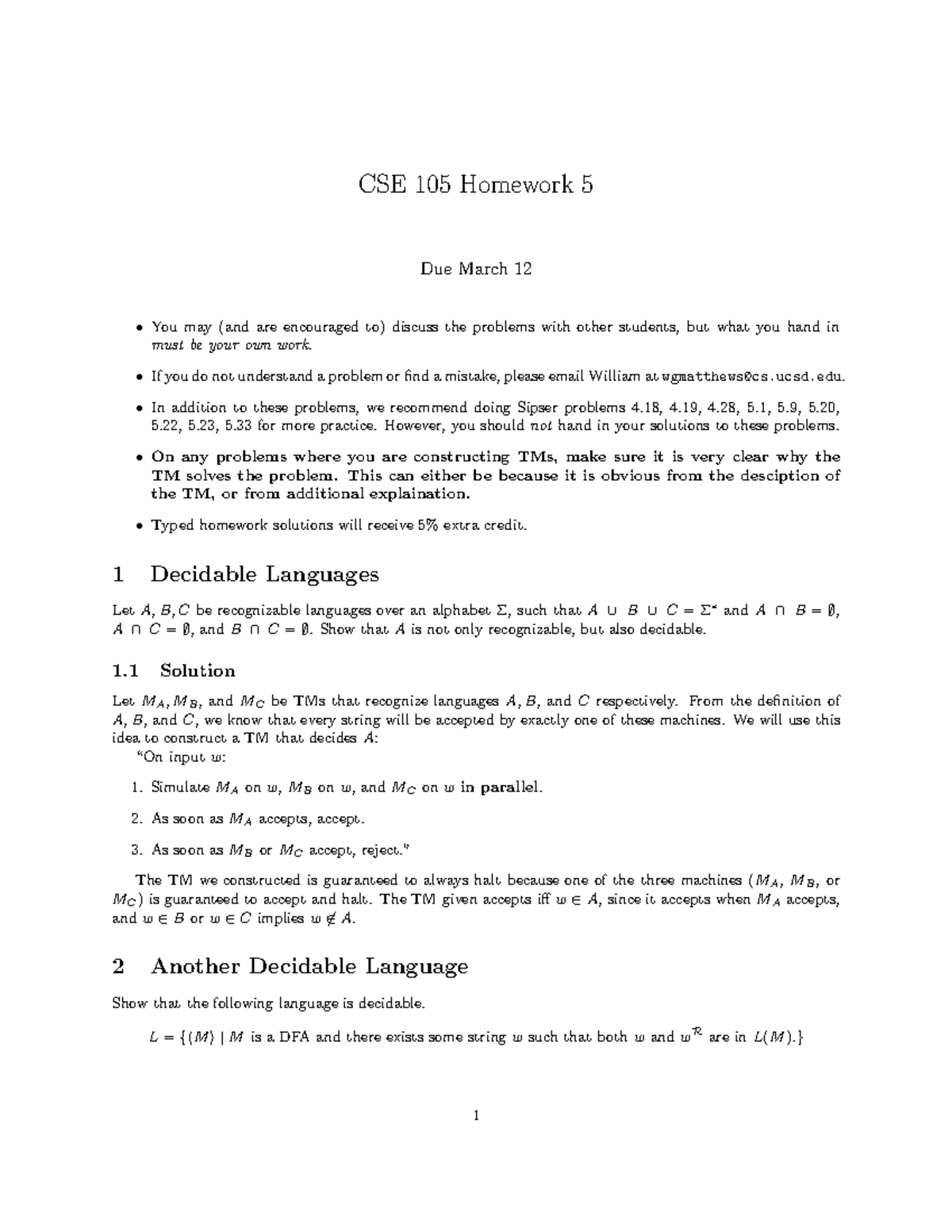 Hw5-solution - ..... - CSE 105 Homework 5 Due March 12 You may (and are encouraged to) discuss ...