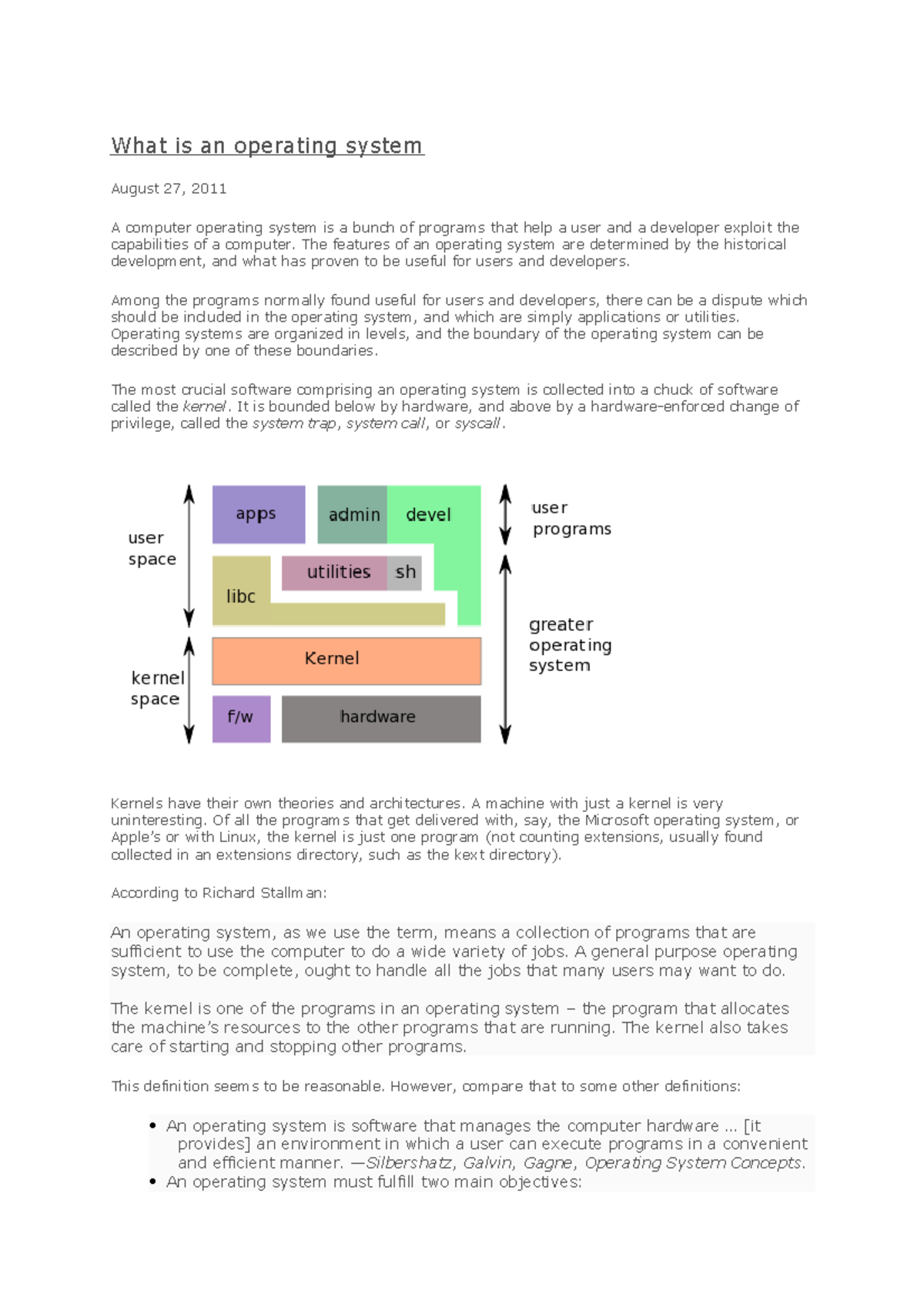 What is an operating system - What is an operating system August 27 ...