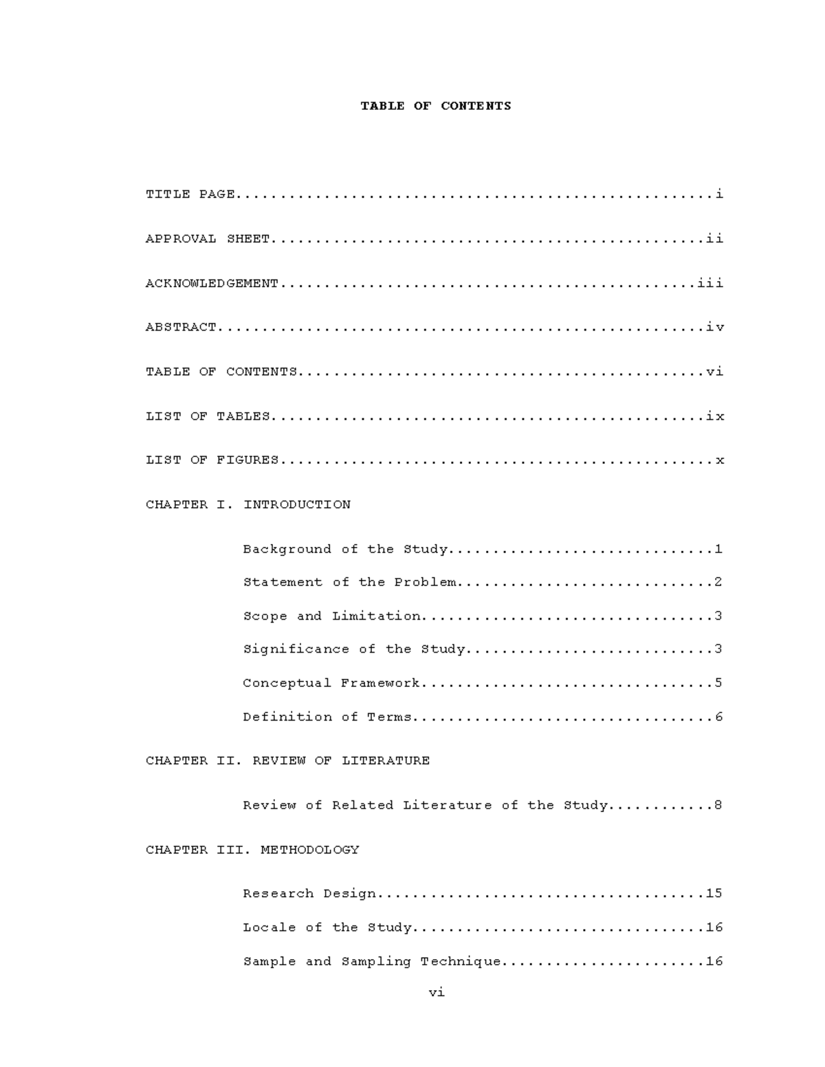 05 Table OF Contents - My research paper. - TABLE OF CONTENTS TITLE ...
