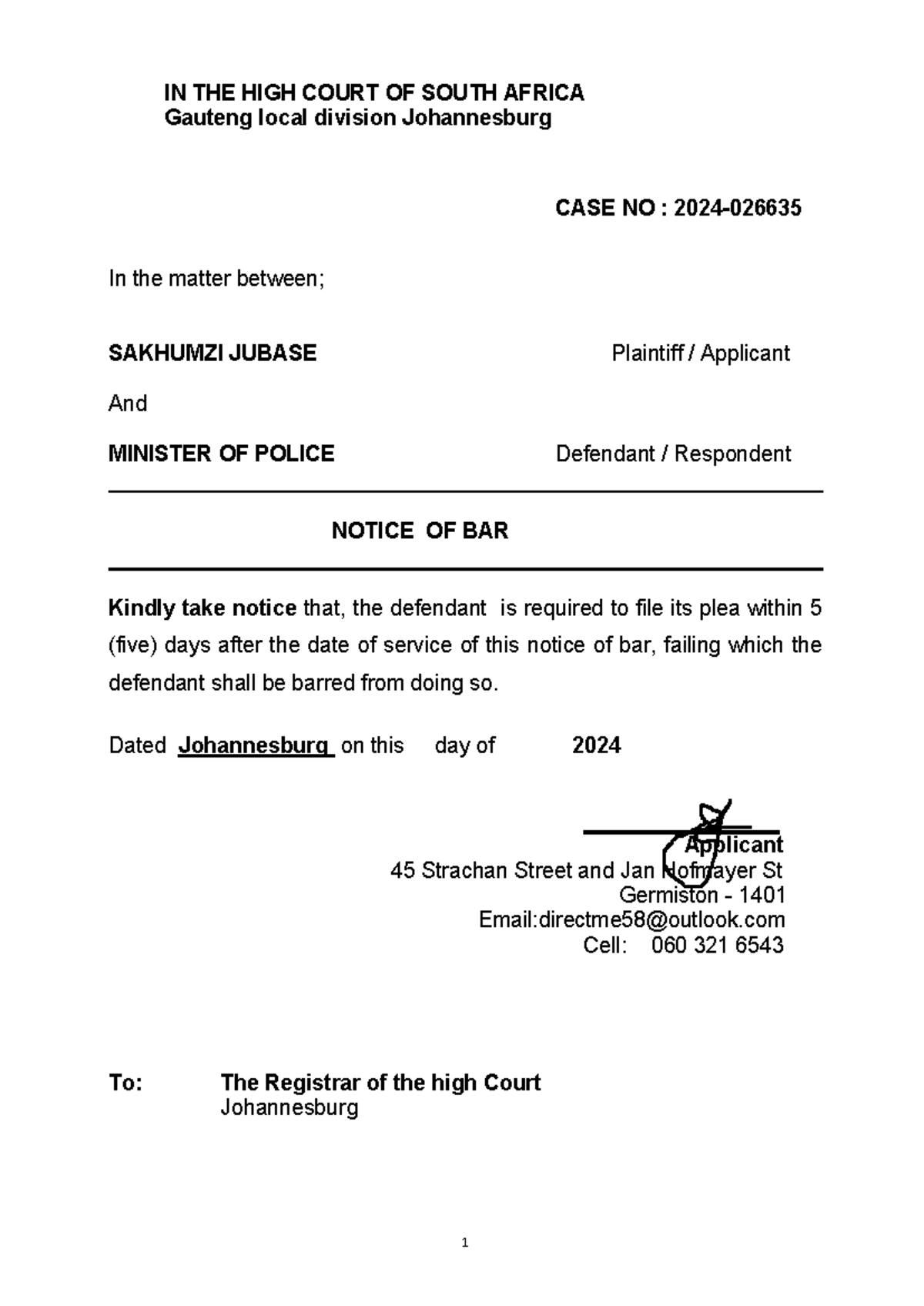 Notice in terms of Rule 16A - 1 IN THE HIGH COURT OF SOUTH AFRICA ...