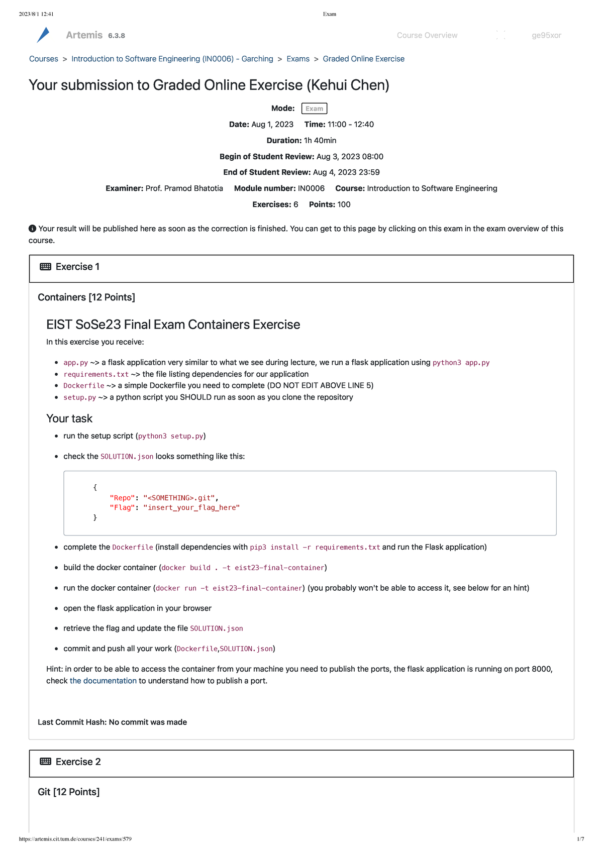 EIST Endterm - Courses > Introduction to Software Engineering (IN0006) - Garching > Exams ...