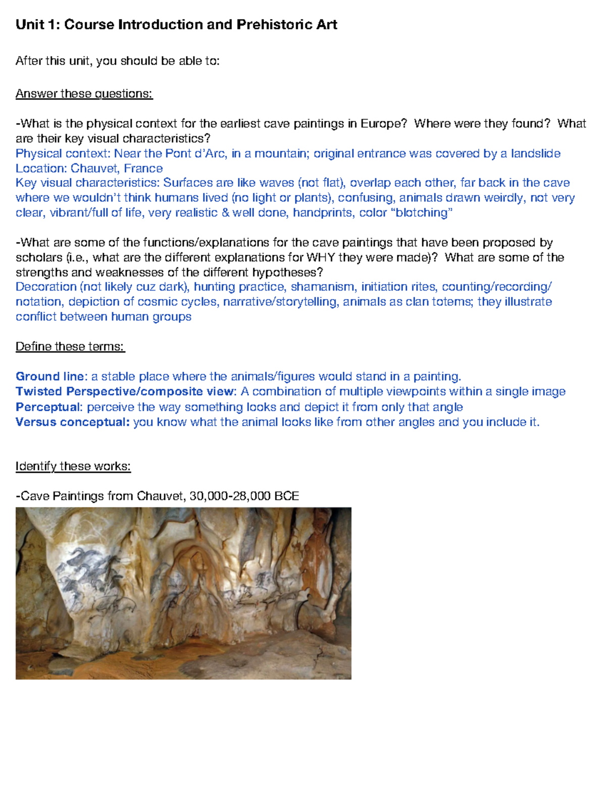 Test 1 Review - Unit 1: Course Introduction and Prehistoric Art After ...