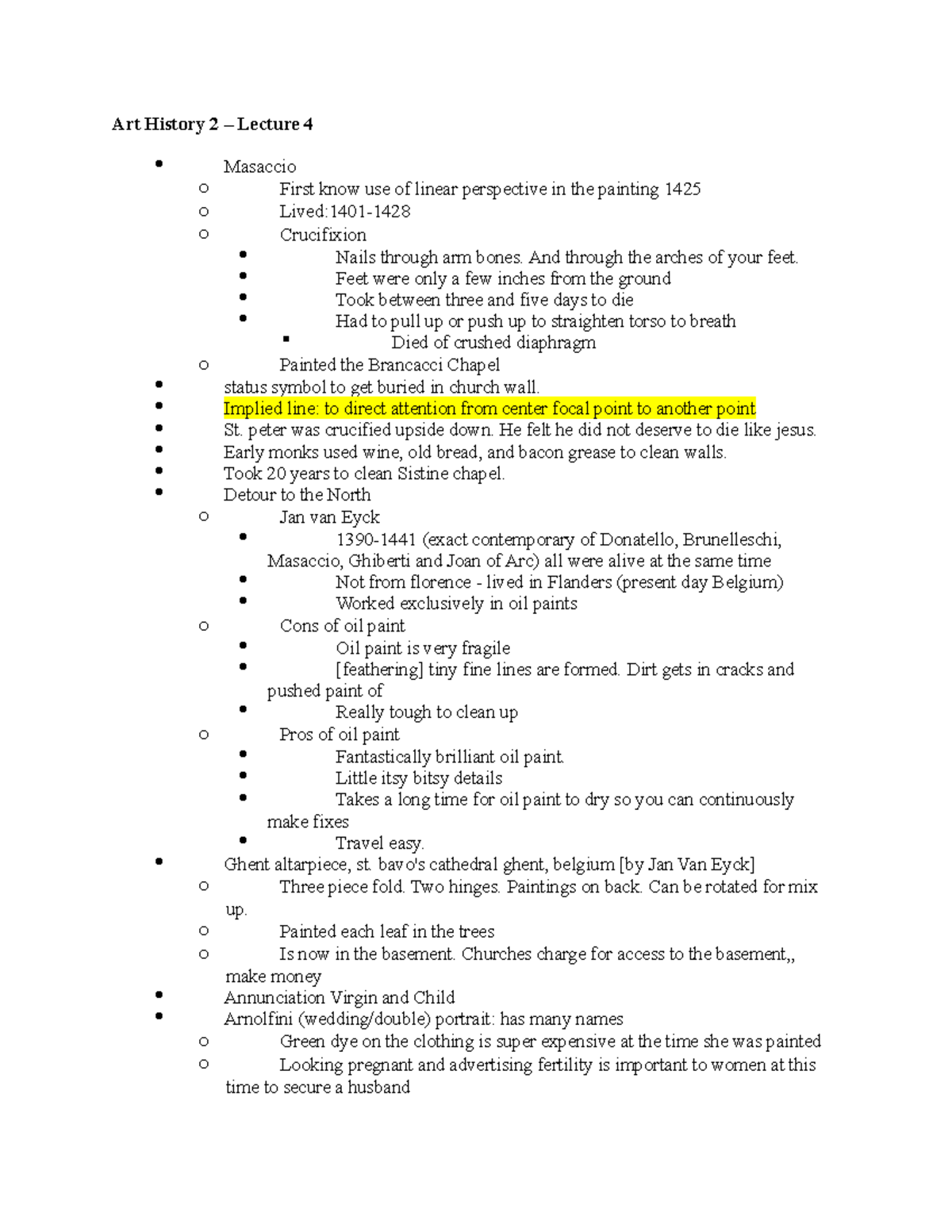Art History 2 - Lecture 4 - Art History 2 – Lecture 4 Masaccio o First ...
