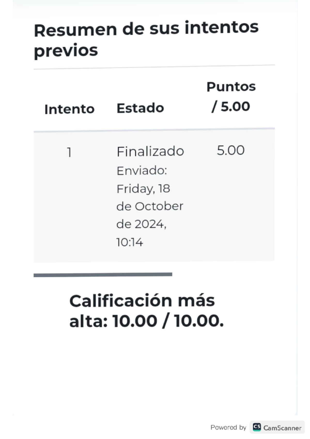 Cursos - Resumen de sus intentos previos Puntos Intento Estado 5 1 ...