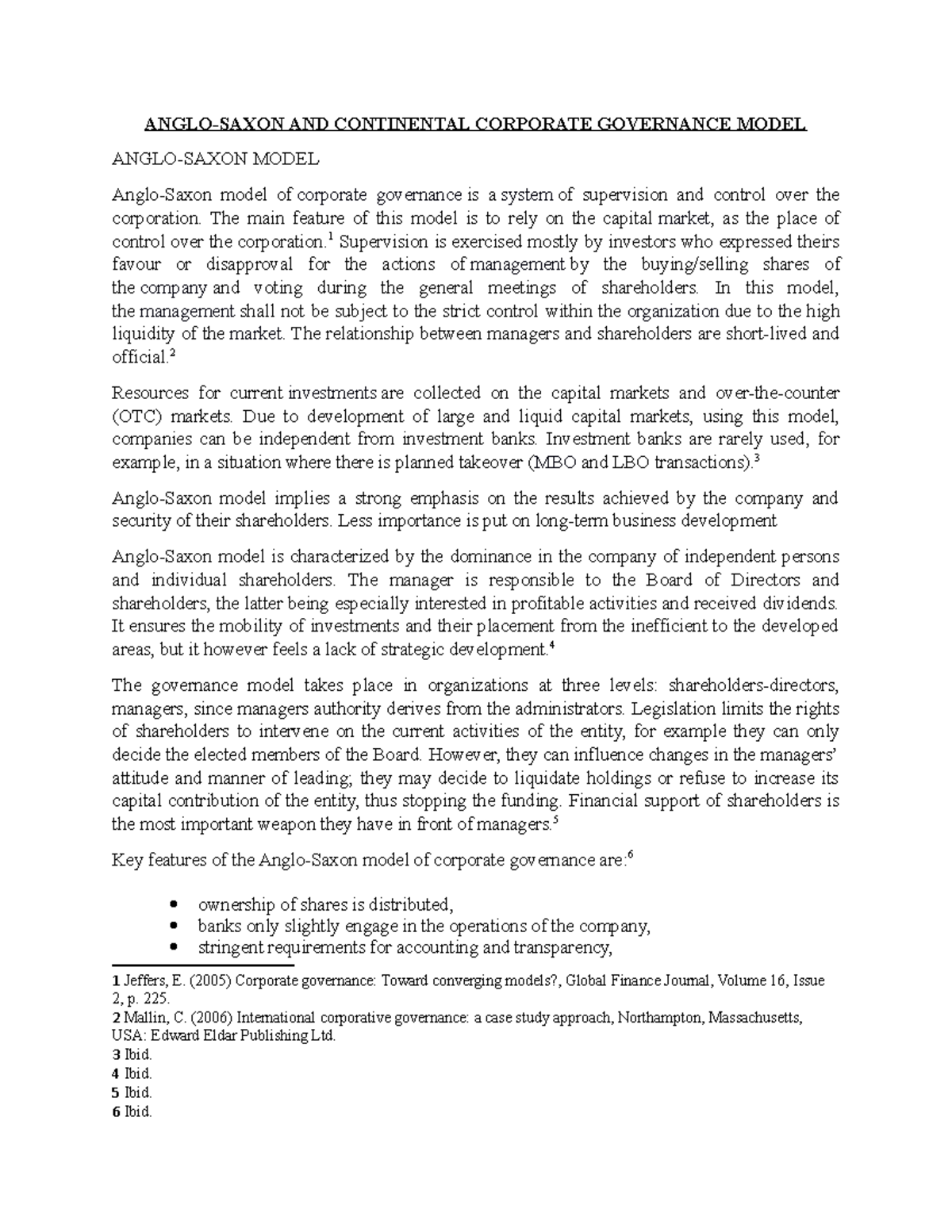 Anglo- Saxon AND Continental Model - ANGLO-SAXON AND CONTINENTAL ...