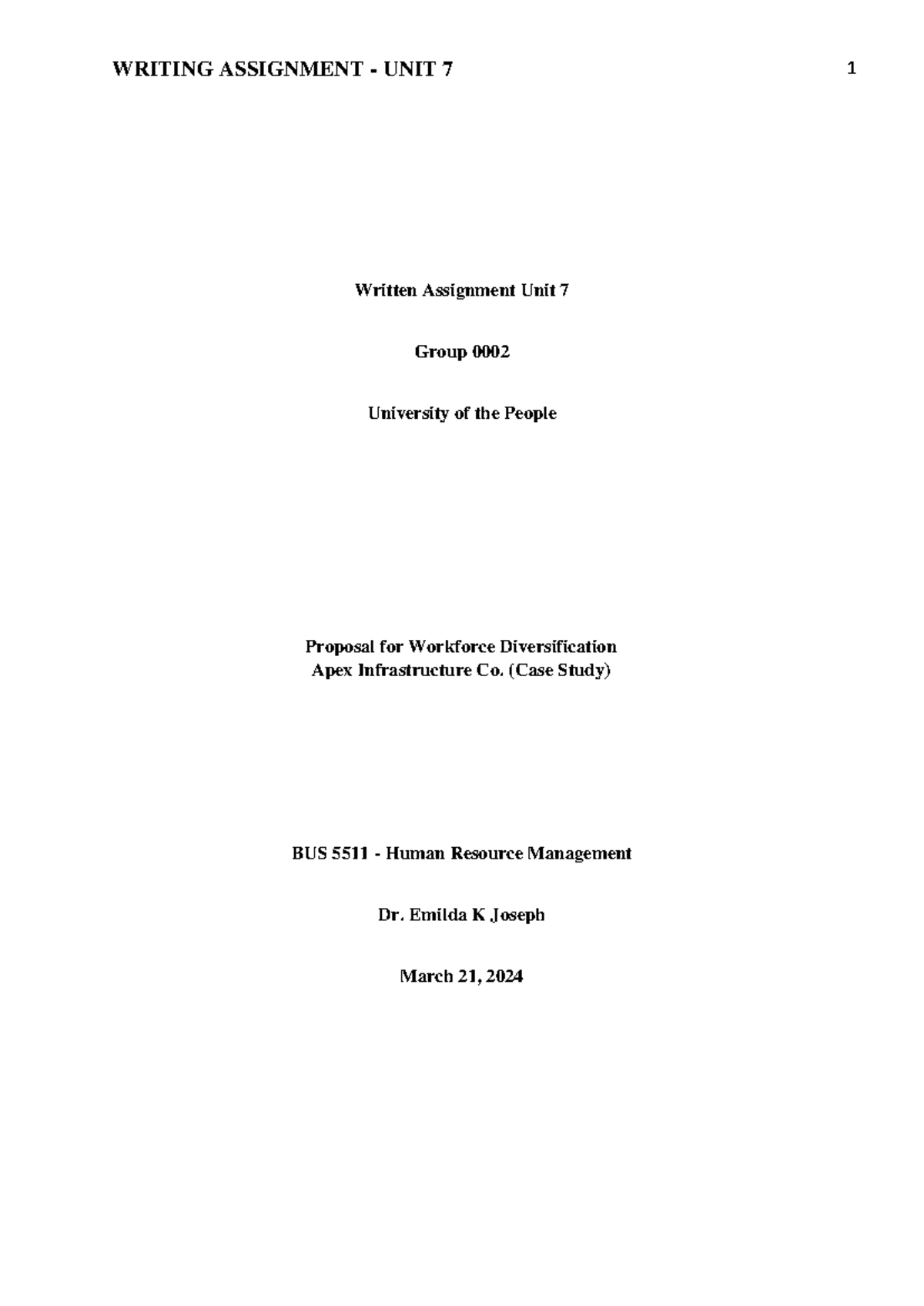 5511Writing assignment - Unit 7 - Written Assignment Unit 7 Group 00 02 ...