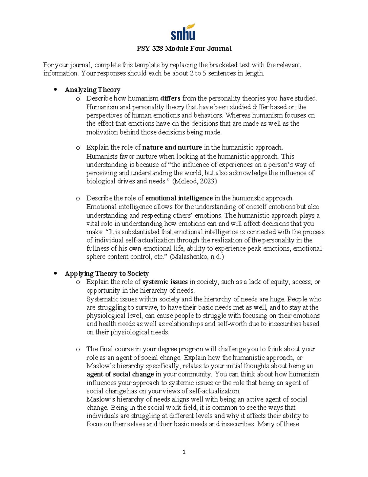 PSY 328 Module Four Journal - PSY 328 Module Four Journal For your ...