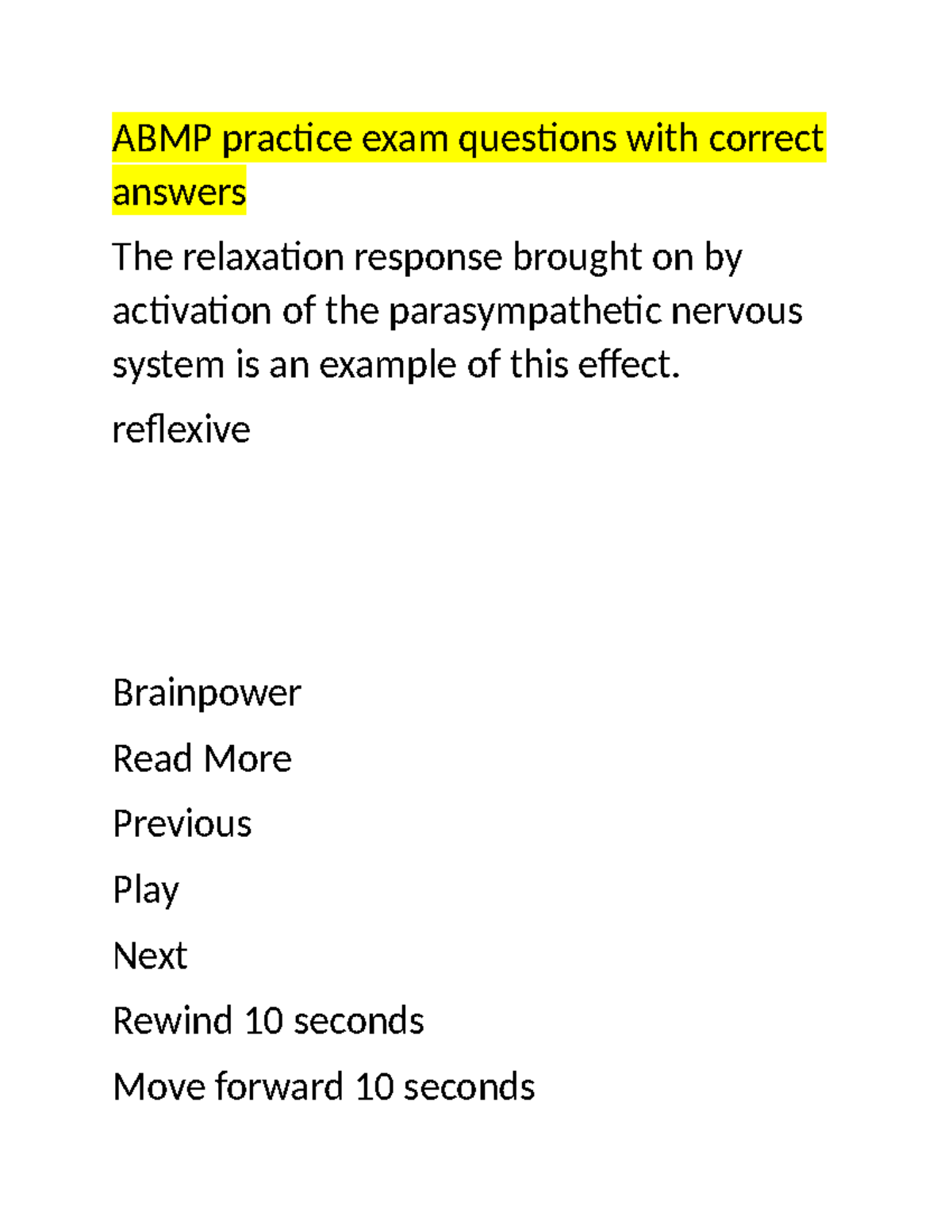 ABMP practice exam questions with correct answers - ABMP practice exam ...