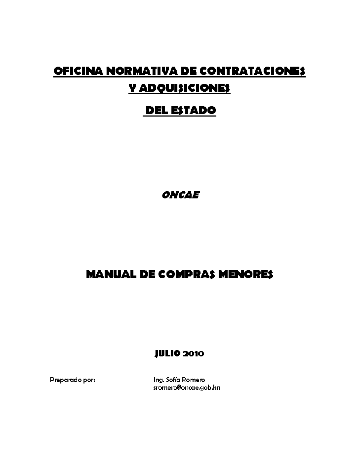 Manual Compras Menores Oncae - OFICINA NORMATIVA DE CONTRATACIONES Y ...