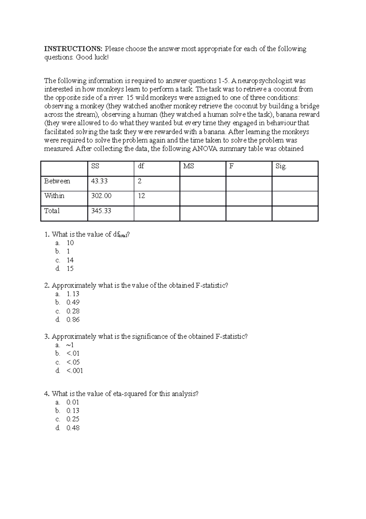 [2021] Quiz 4 practice questions - INSTRUCTIONS: Please choose the ...