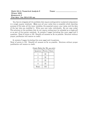 Homework 4 (1) - Math 104 A Numerical Analysis I Name: Winter 2021 ...