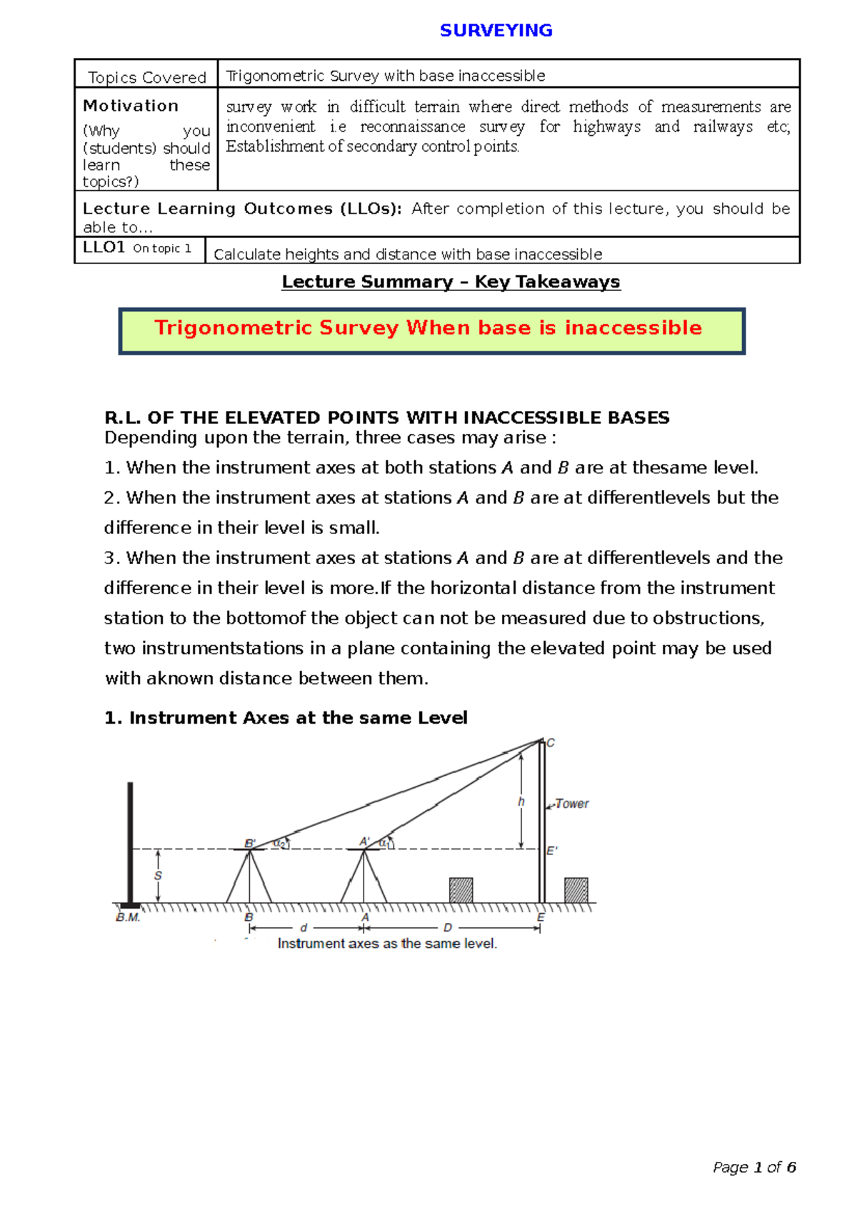 CDT25 WEEK9 - Trigonometric Survey with base inaccessible - Topics ...
